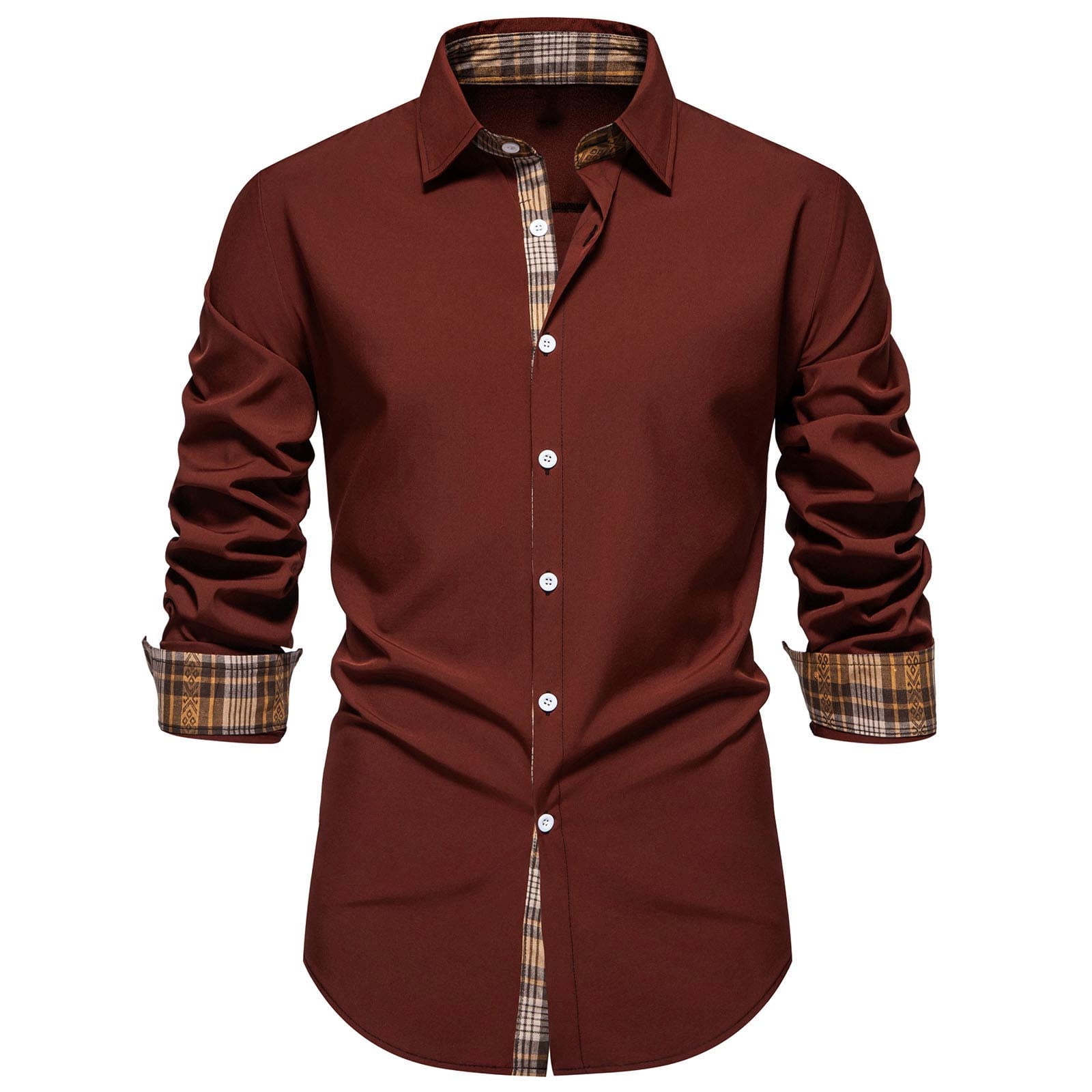 BVnarty Plaid Shirts for Men Casual Button-Up Long Sleeve Shirt, Plaid ...