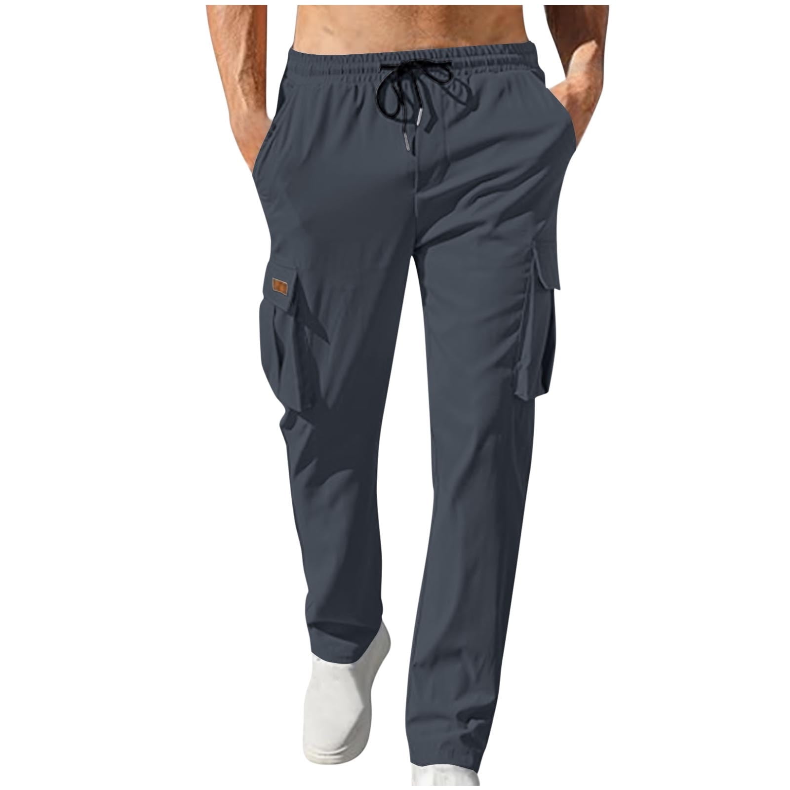 Men's Casual Cargo Pants Solid Workout Joggers Stretch Sweatpants ...
