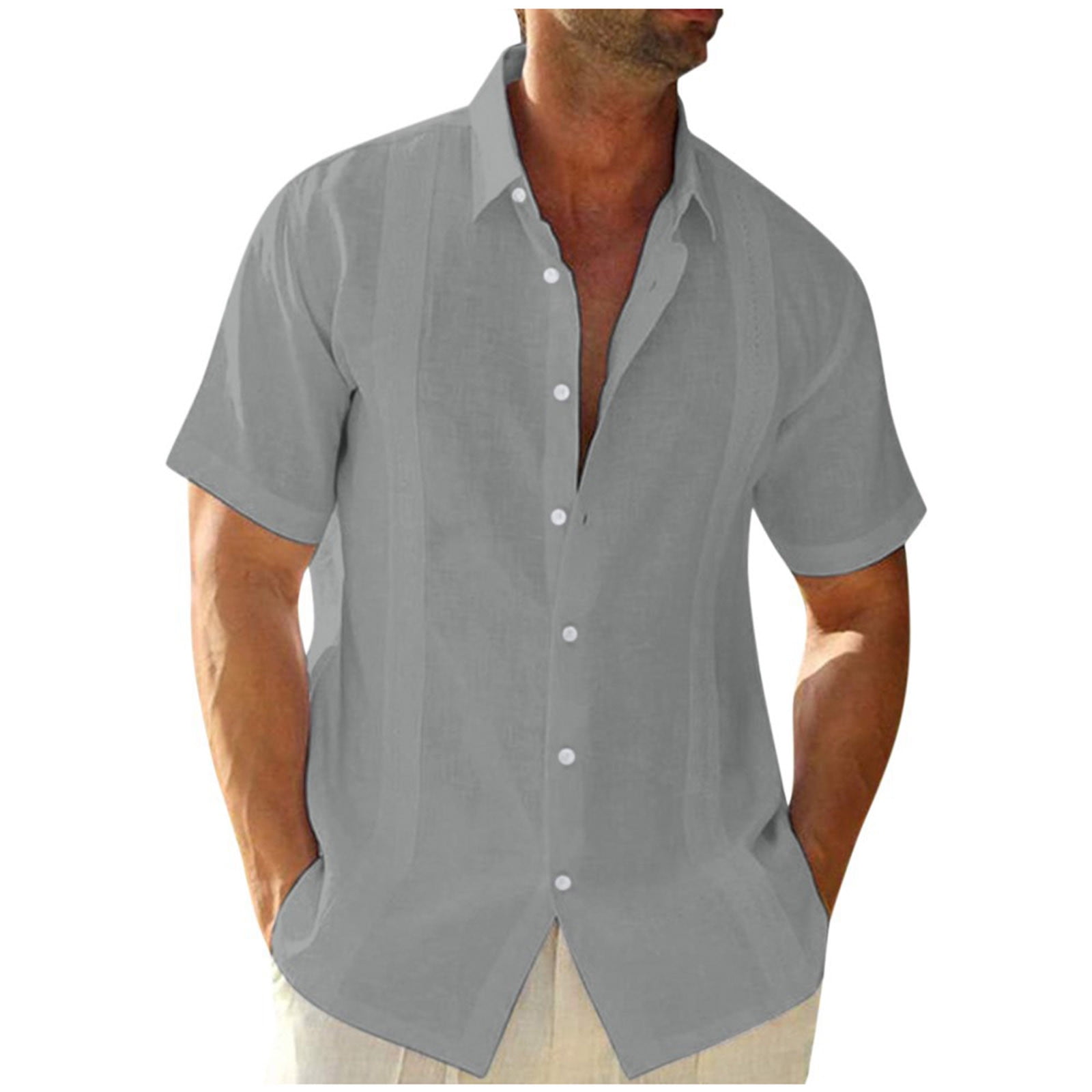 Men's Casual Cotton Button Up Shirt Cleareance under $10 Pocket Short ...