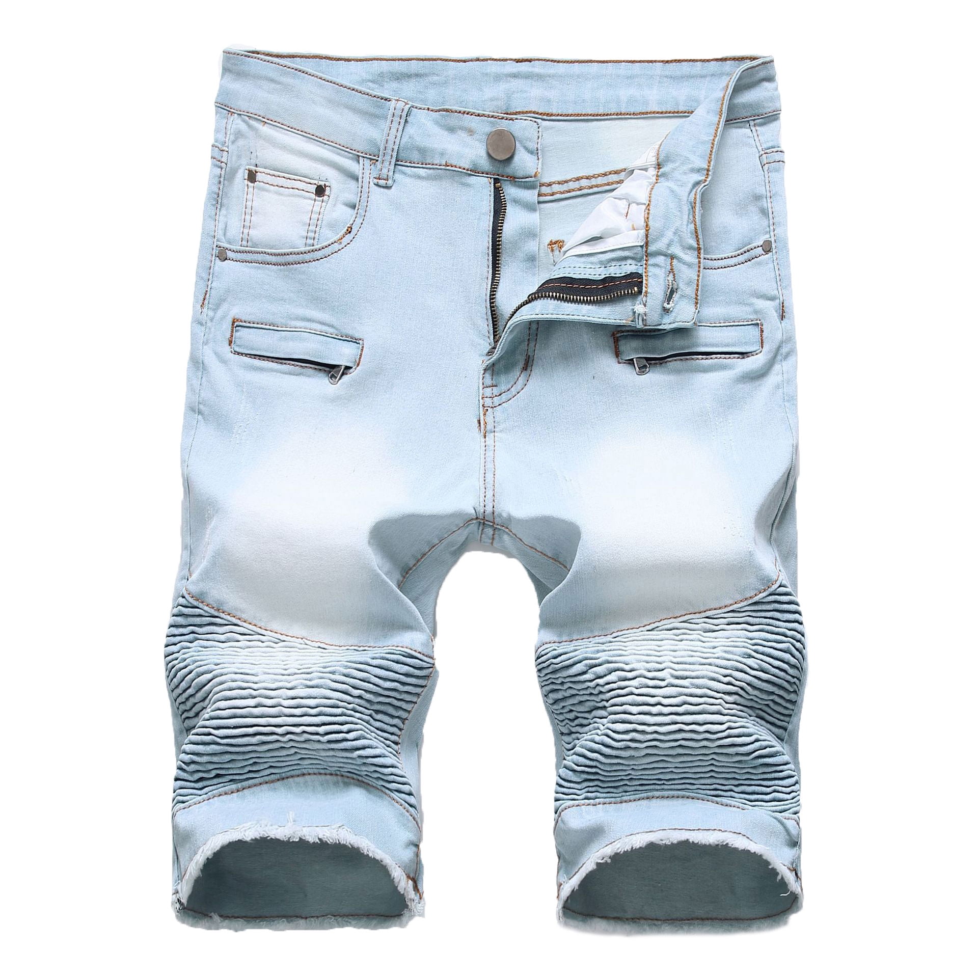 Classic Fit Ripped Denim Men's Ripped Denim Trunks - Stretchy Washed ...