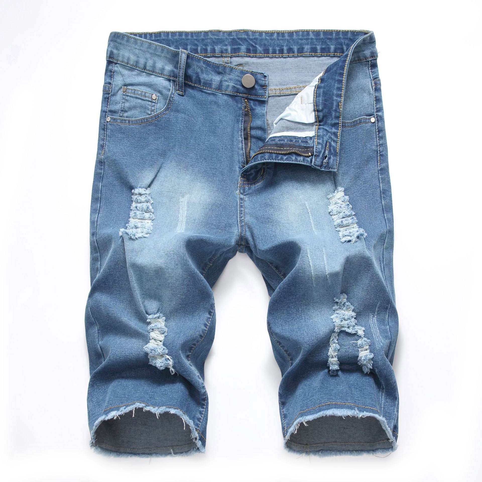 Men's Casual Denim Shorts Distressed Stretchy Jeans Shorts Ripped Short ...