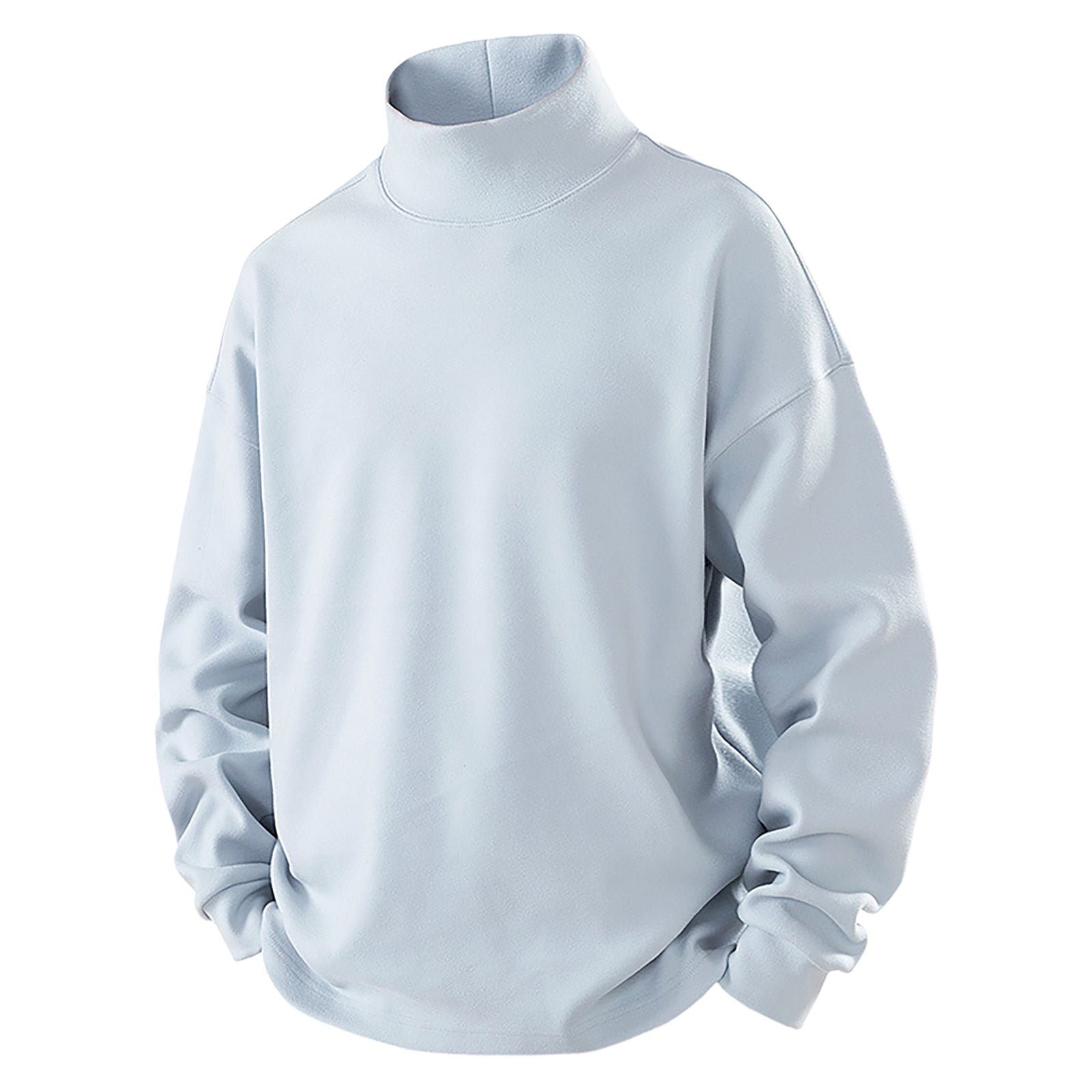 Men's Casual Fashion Solid Color Semi-high Neck Long-sleeve Derong Collar Blouse - Walmart.com