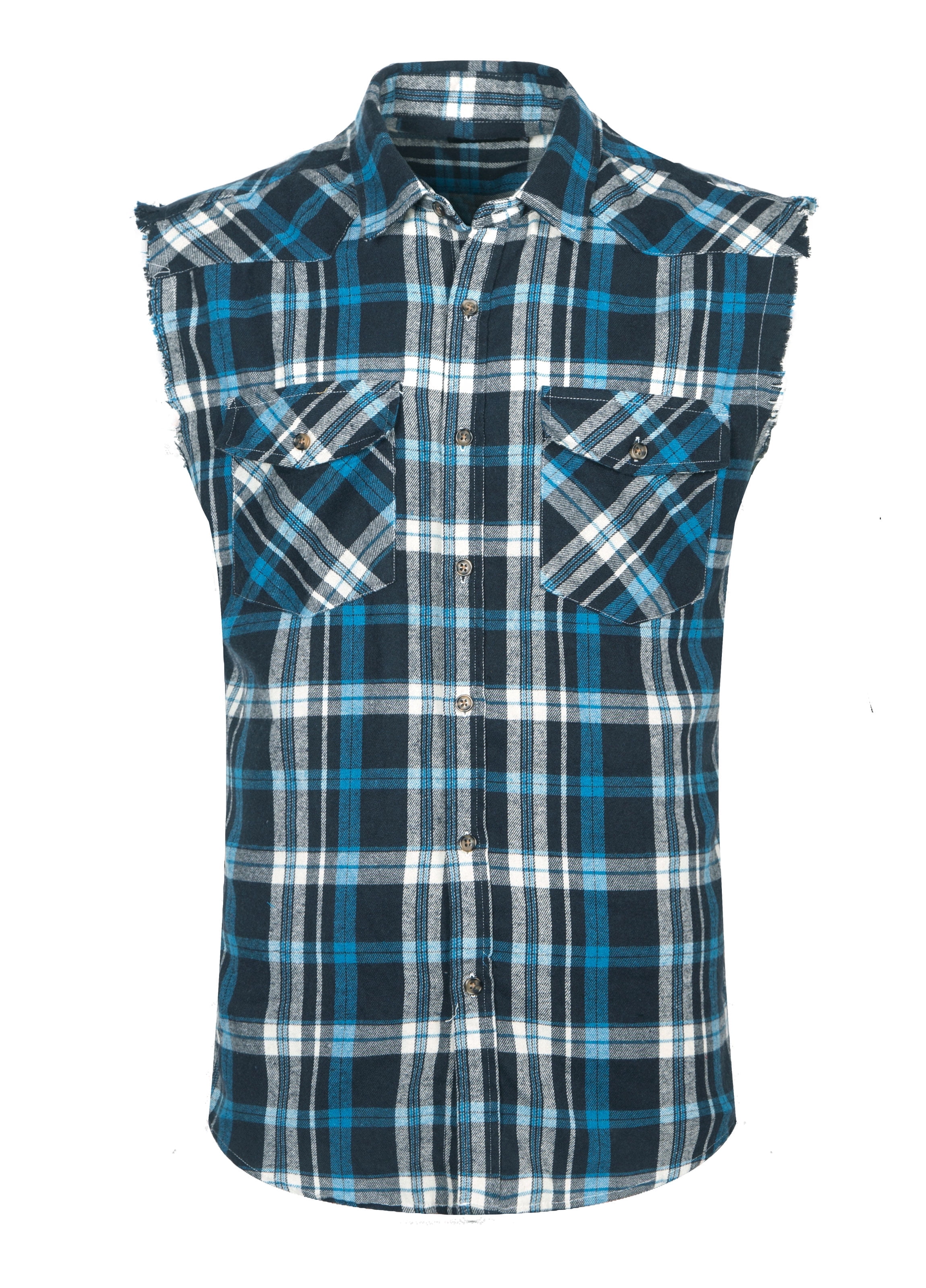 Men's Casual Flannel Plaid Shirt Sleeveless Cotton Plus Size Vest Black ...