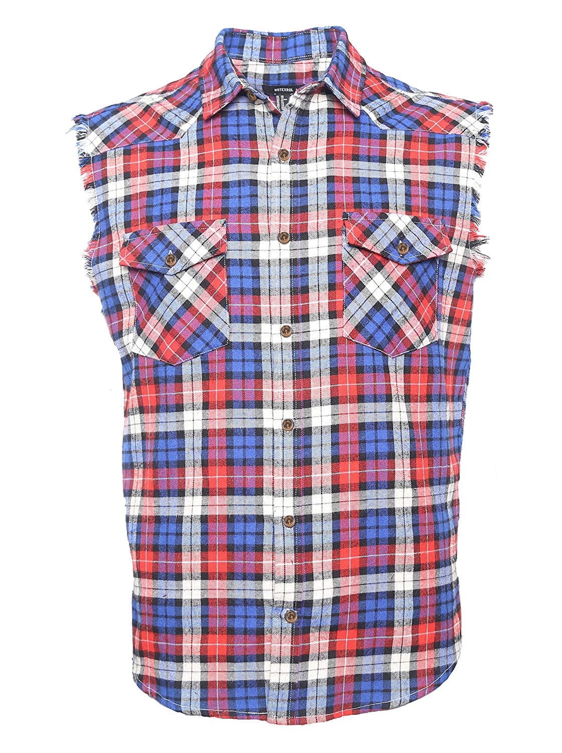 Men's Casual Flannel Plaid Shirt Sleeveless Cotton Plus Size Vest Red ...