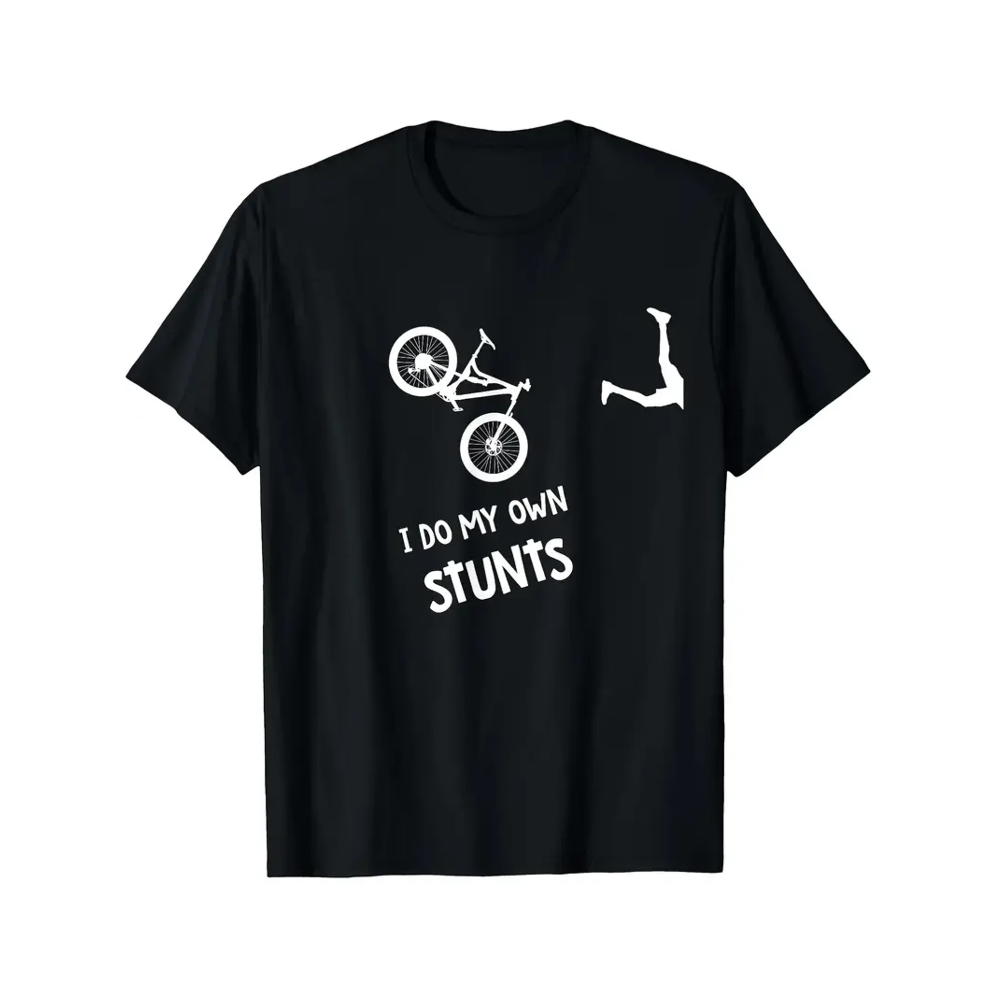 Men's Casual Graphic T-Shirt, "I Do My Own Stunts" Mountain Bike Print ...