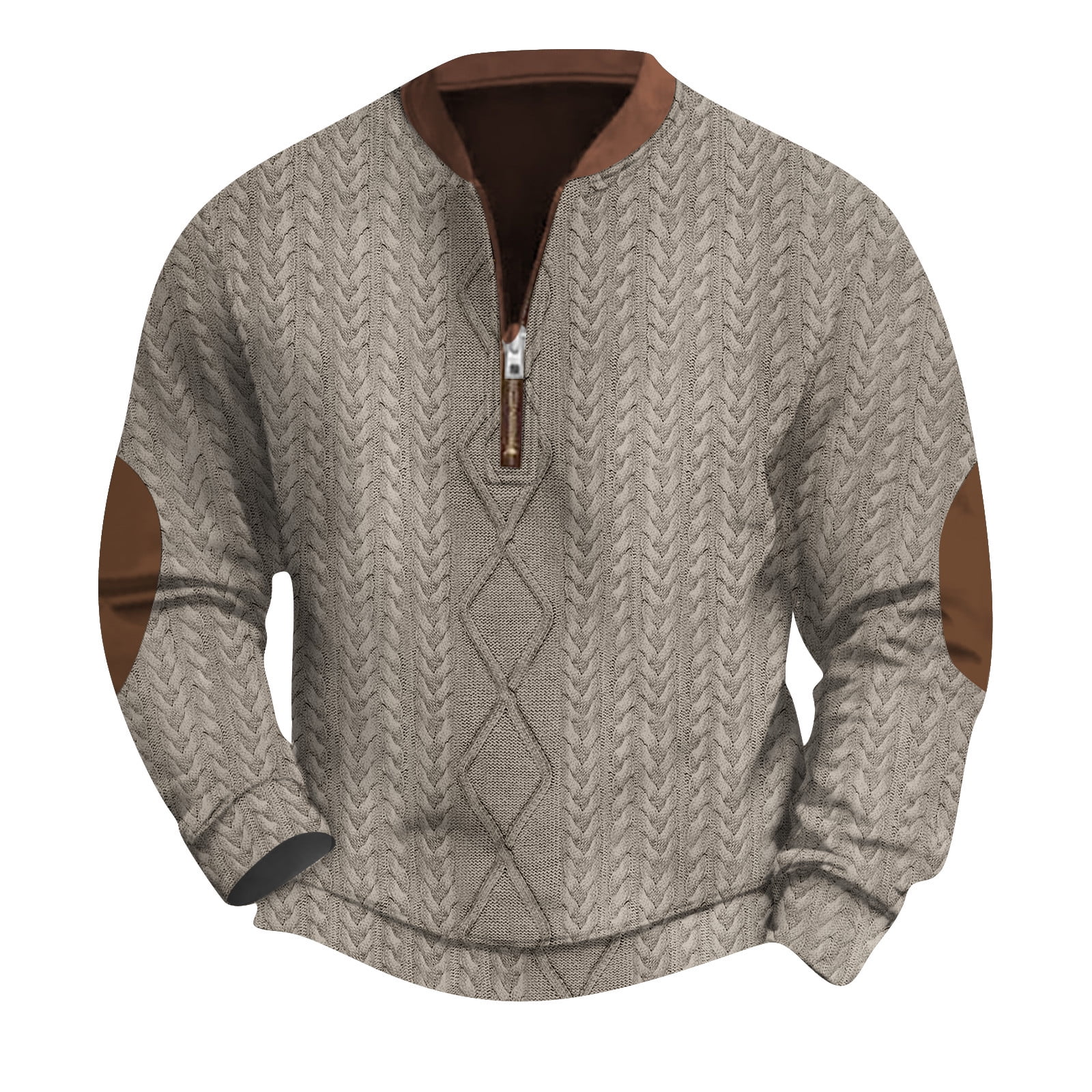 Men's Casual Half-Zip Pullover Sweater, Soft Knit Fabric with Suede ...