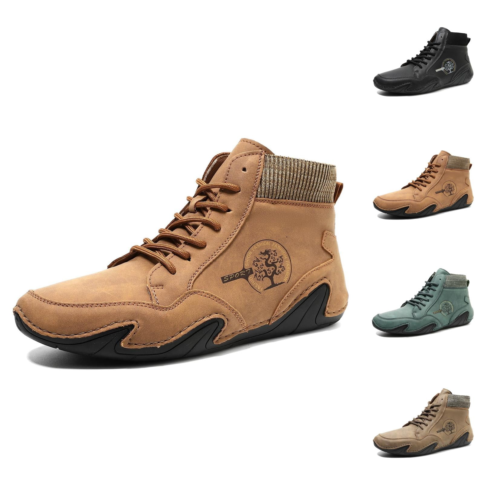 Men's Casual High Top Sneakers On Elastic Comfortable Walking Shoes For ...