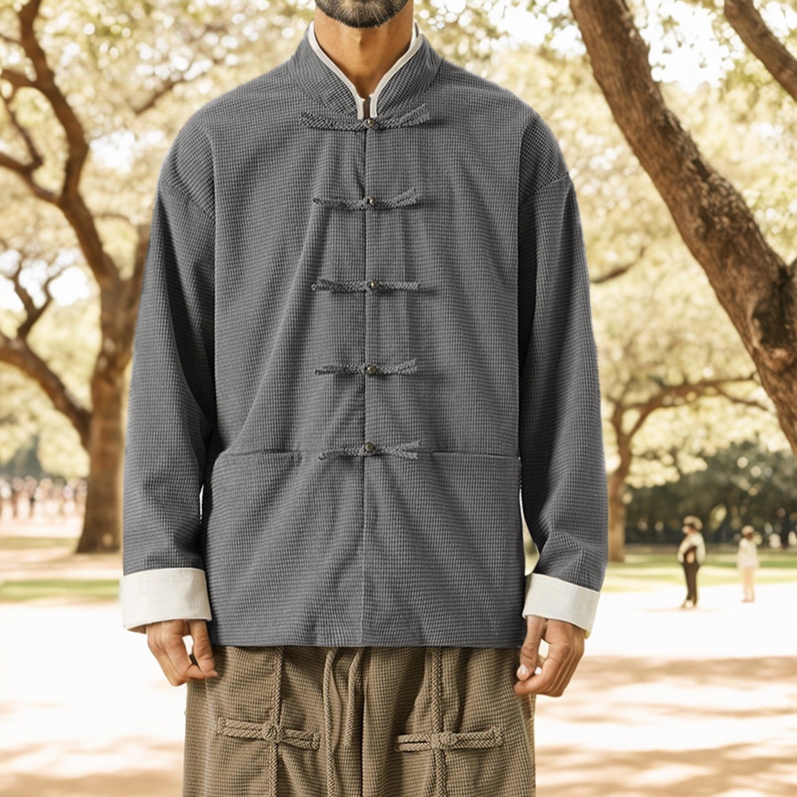 Men's Casual Jackets Traditional Chinese Clothing Long Sleeved Shirt ...