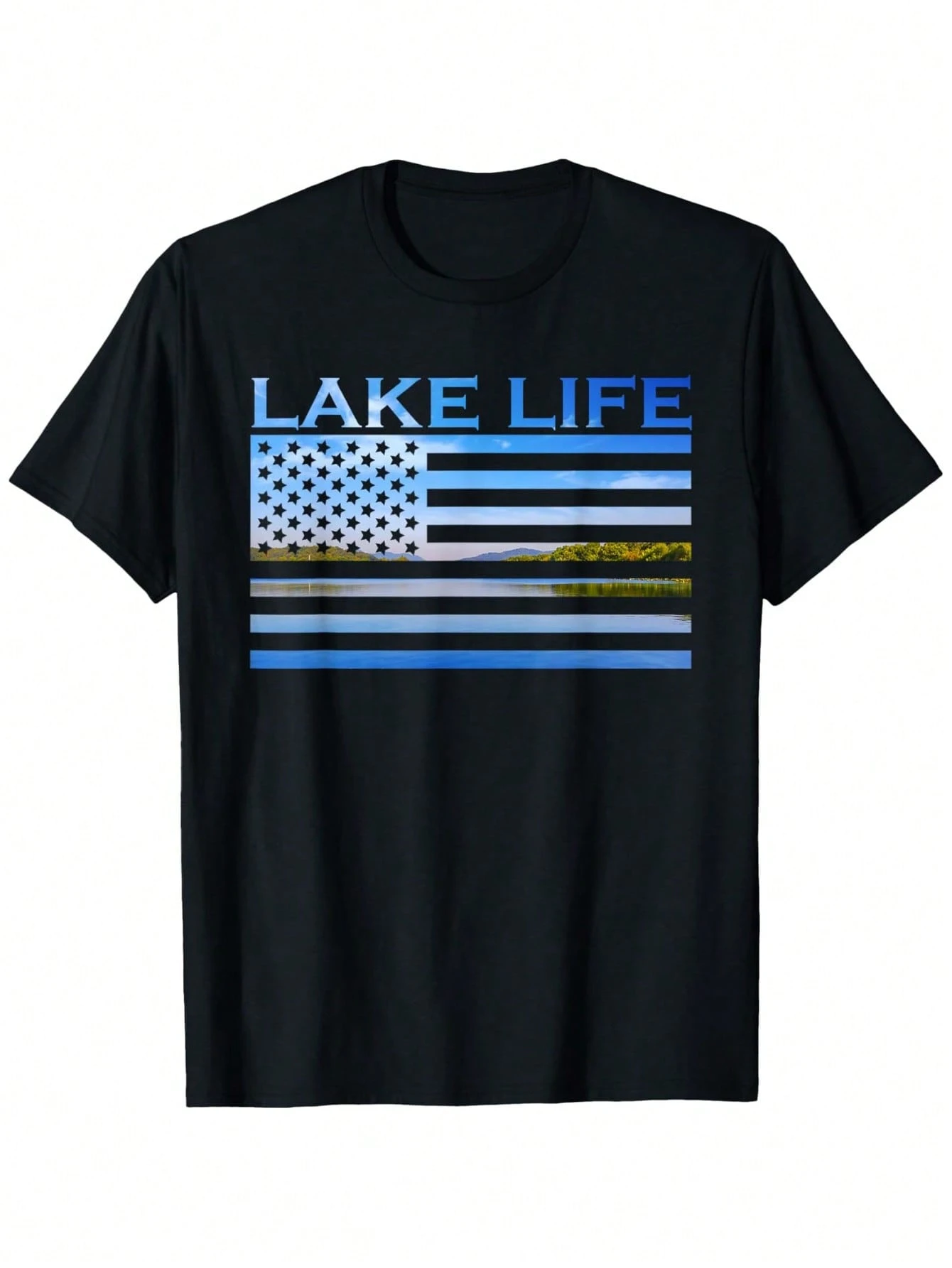 Men's Casual Lake Life Patriotic Flag Graphic T-Shirt - Walmart.com