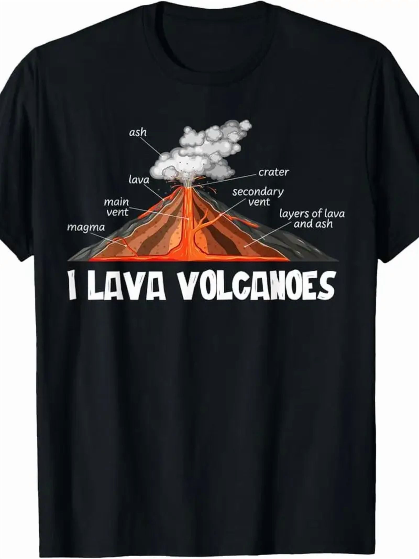 Men's Casual Lava Volcano Graphic T-Shirt - "I LAVA VOLCANOES" Science ...