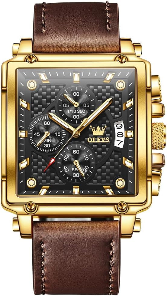 Men's Casual Leather Watch, Big Face Chronograph Watch for Men, Fashion ...