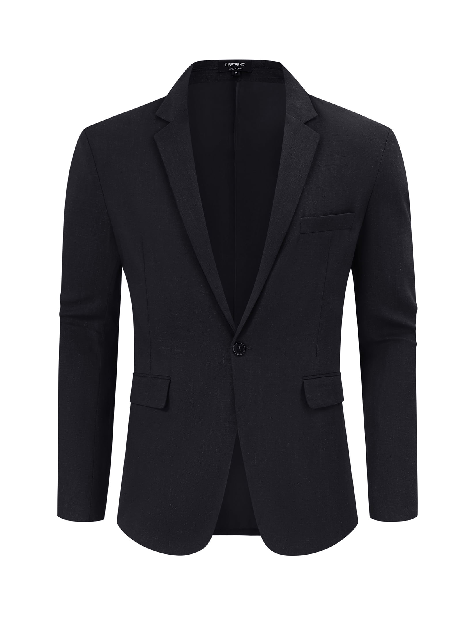 Men's Casual Linen Blazer Lightweight Regular Fit Sport Coat One Button ...