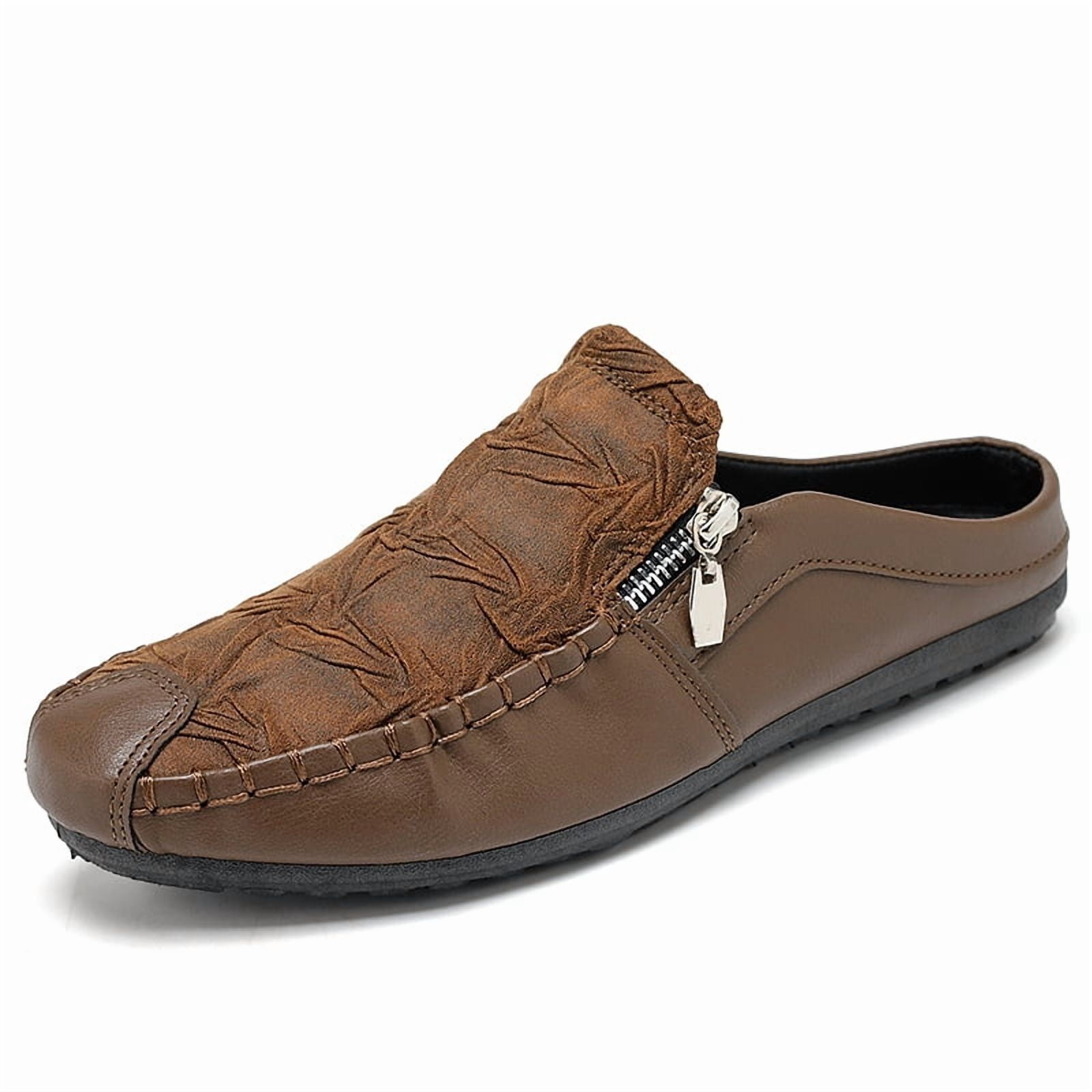 Men's Casual Loafers Slip On Comfortable Slippers Leather Shoes ...