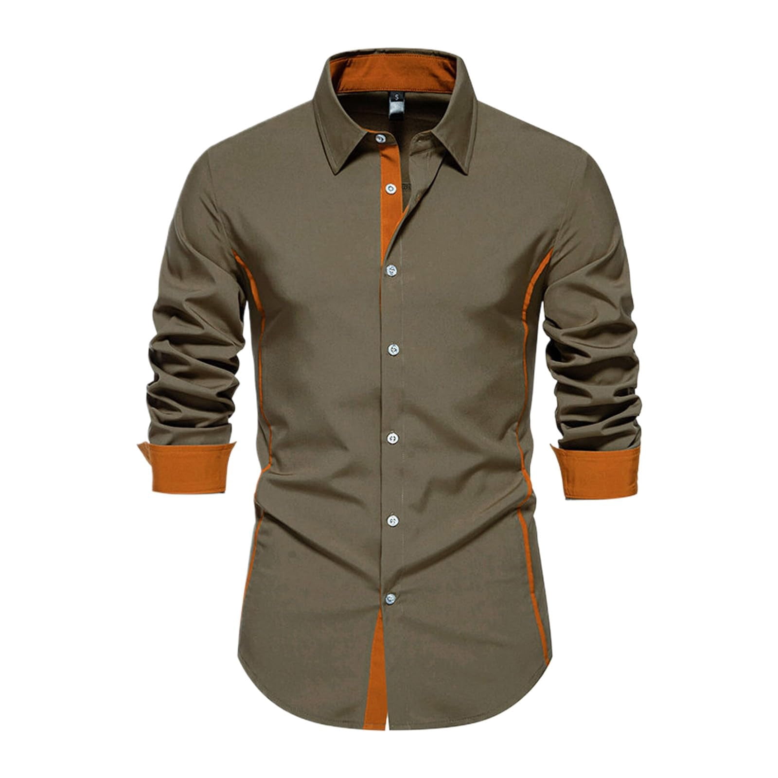 Men's Casual Long Sleeve Shirts Work Business Collared Button Down ...