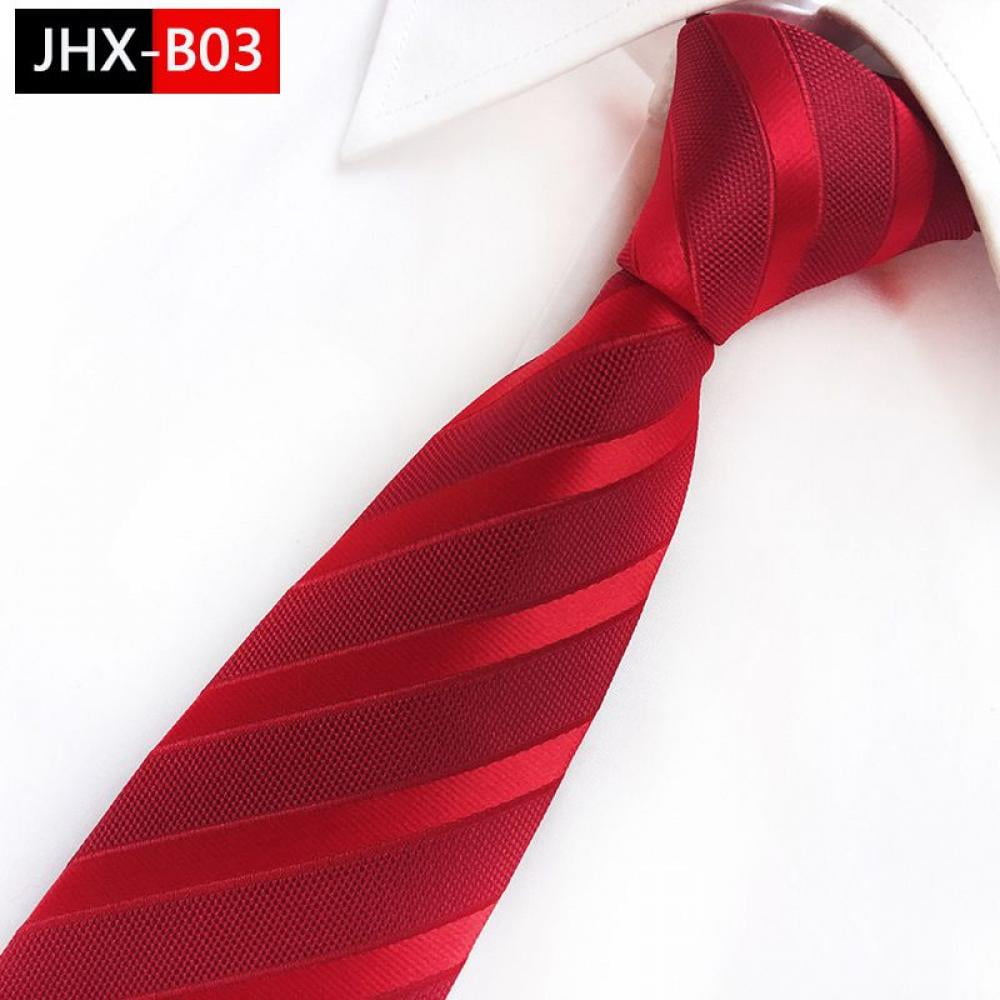 Men's Casual Necktie Classic Formal Red Stripe Print Tie for Wedding ...