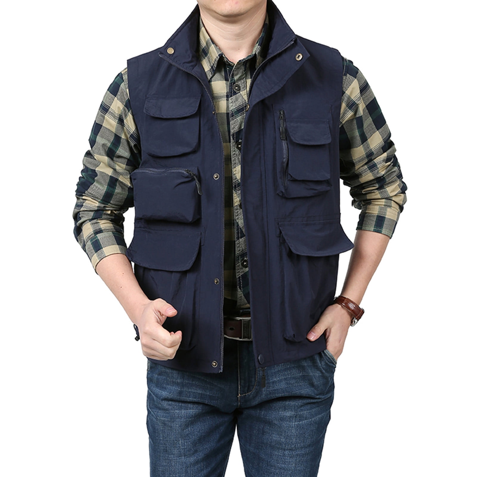 Men's Casual Outdoor Work Safari Fishing Travel Photo Cargo Vest Jacket ...