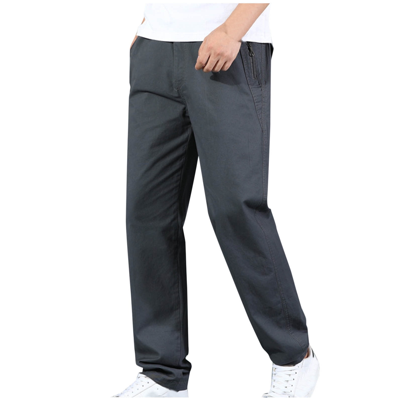 Men's Casual Pants Cotton Twill Drawstring Elastic Waist Tapered Chino ...