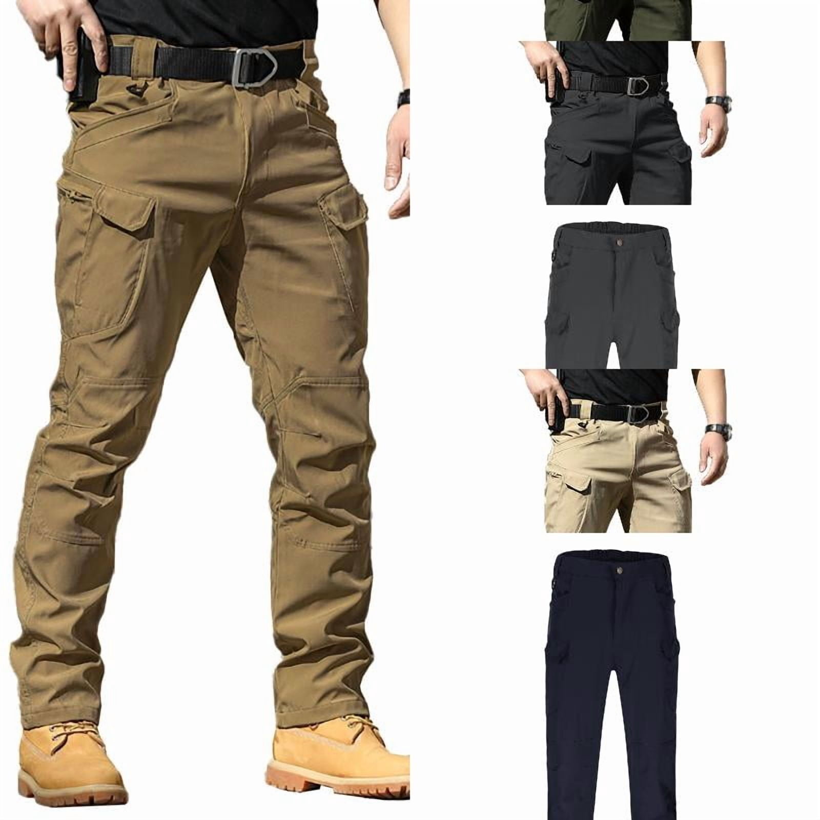 Men's Casual Pants Stretch Cotton Chinos Straight Fit Flat Front Khaki ...