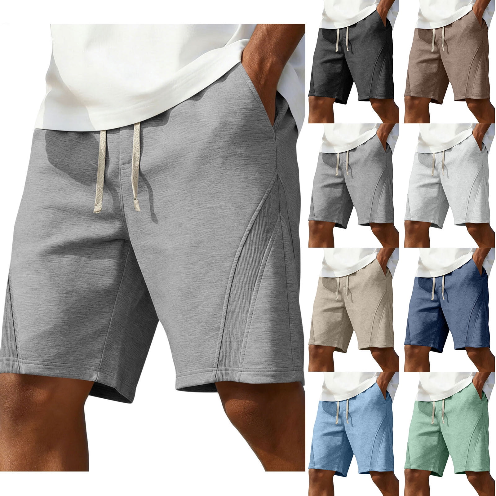 Men's Casual Printed Elastic Waist Drawstring Shorts, Soft Summer Beach ...