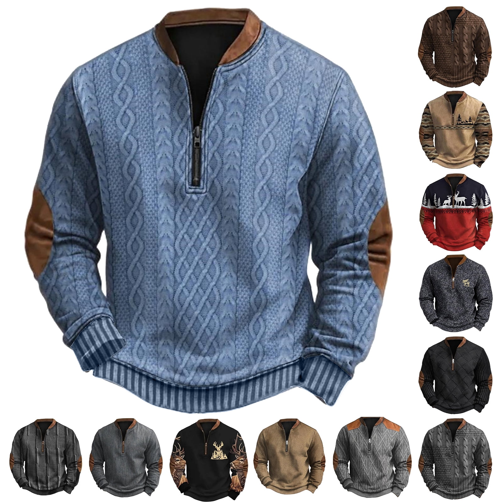 Men's Casual Retro American Style Graphic Print Crewneck Sweatshirt ...