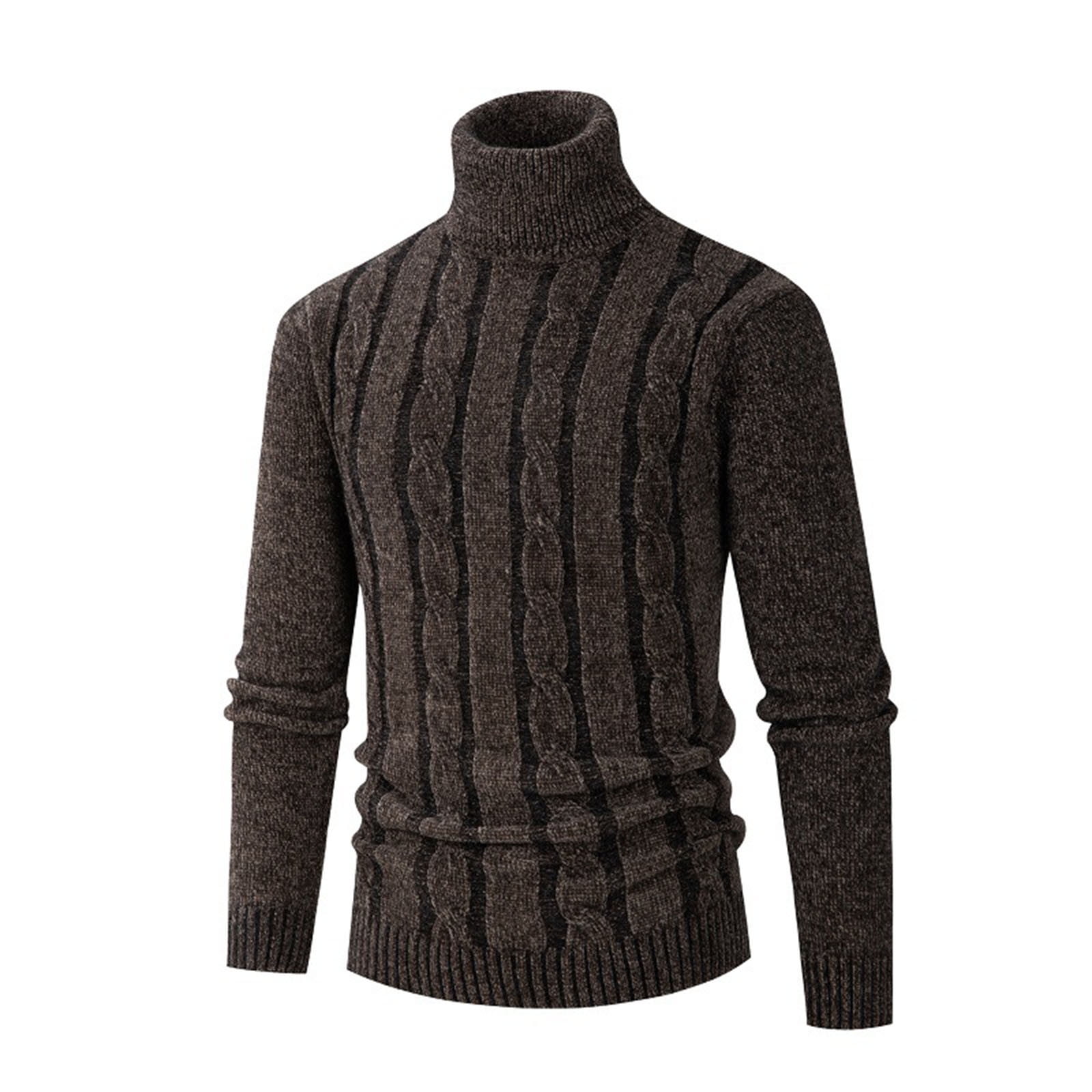Men's Casual Slim Fit Basic Tops Twisted Knitted Pullover Turtleneck ...