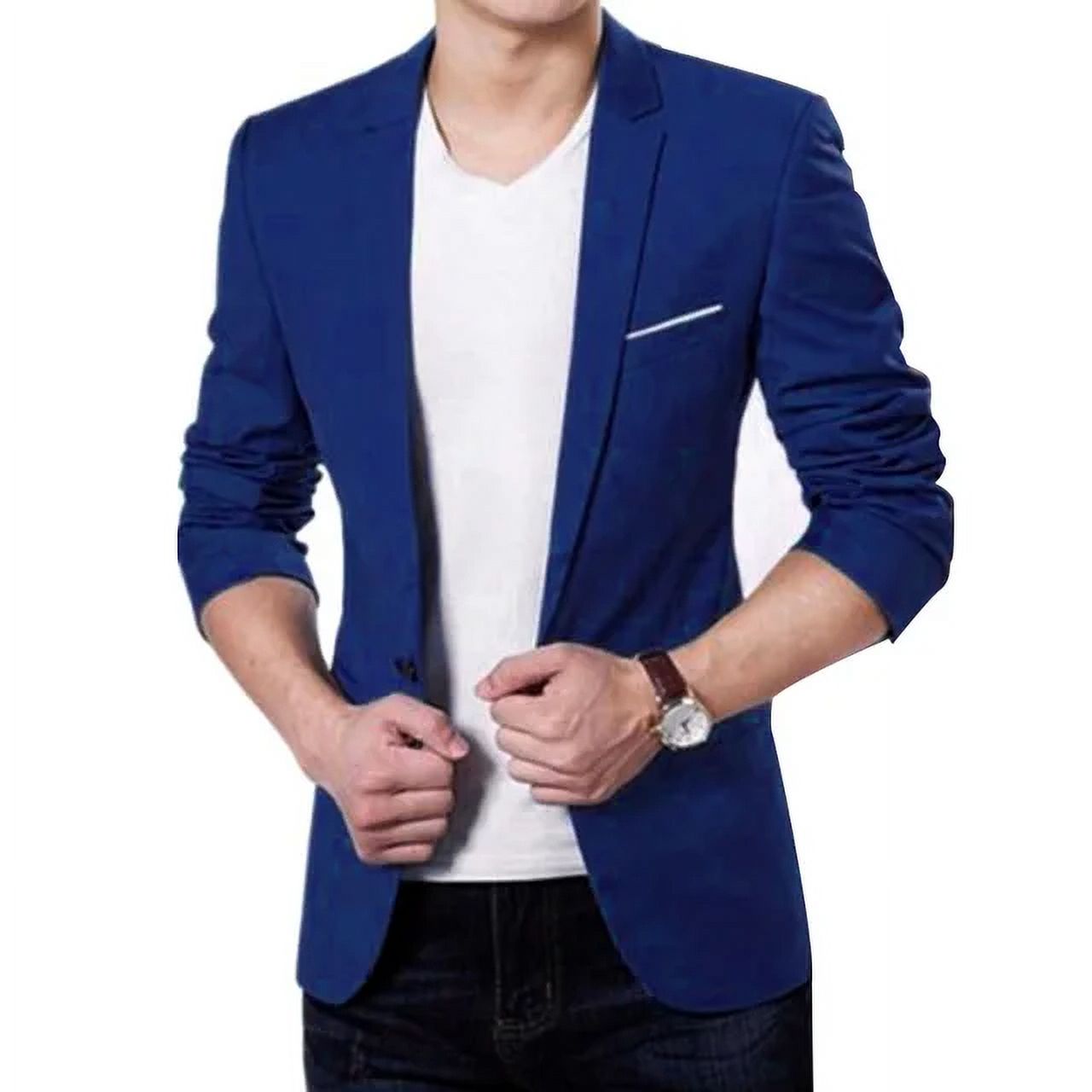 Men's Casual Slim Fit Formal Button Suit Blazer Coat Jacket Tops Mens ...
