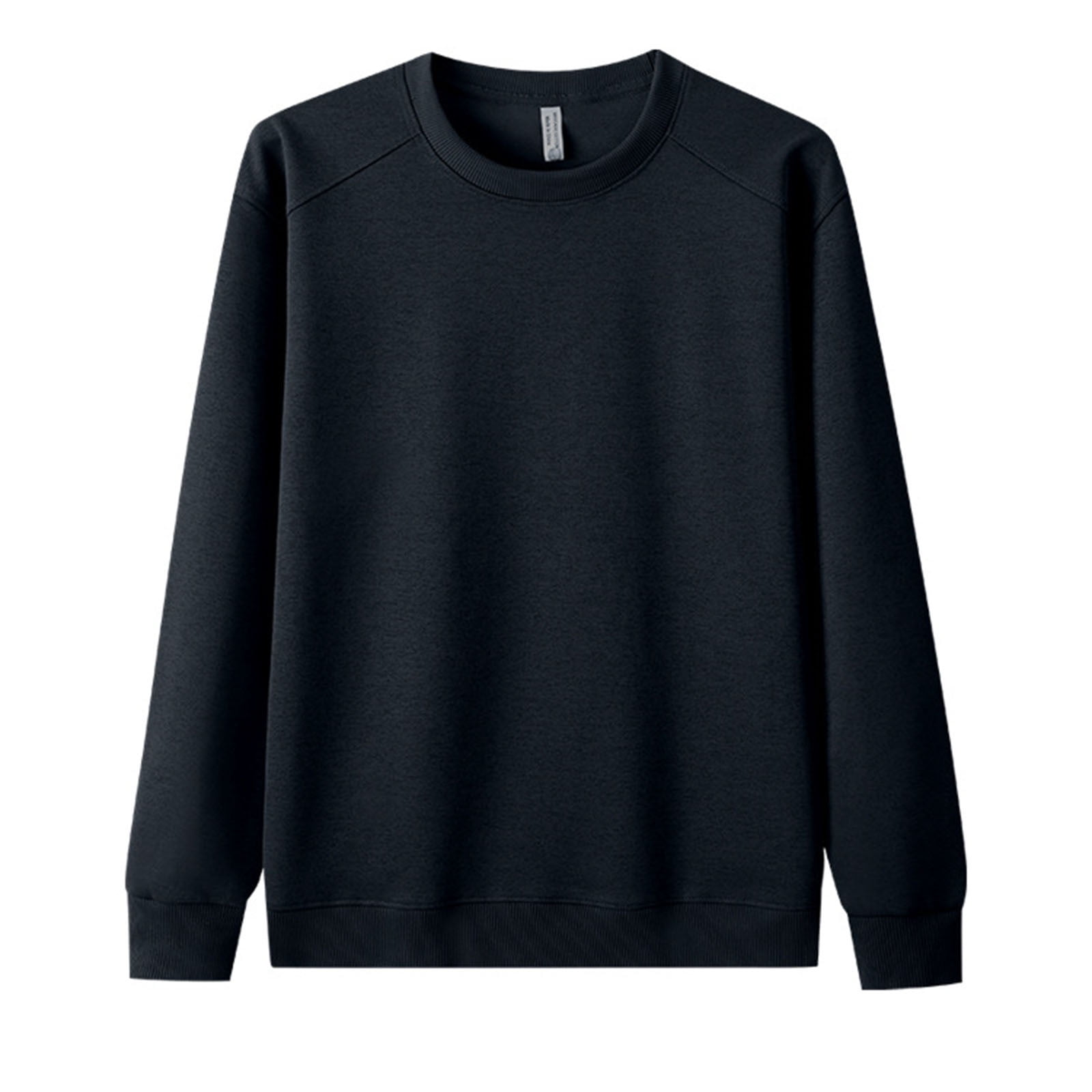 Men's Casual Solid Color Block Crew Neck Long Sleeve Top Soft Inner ...