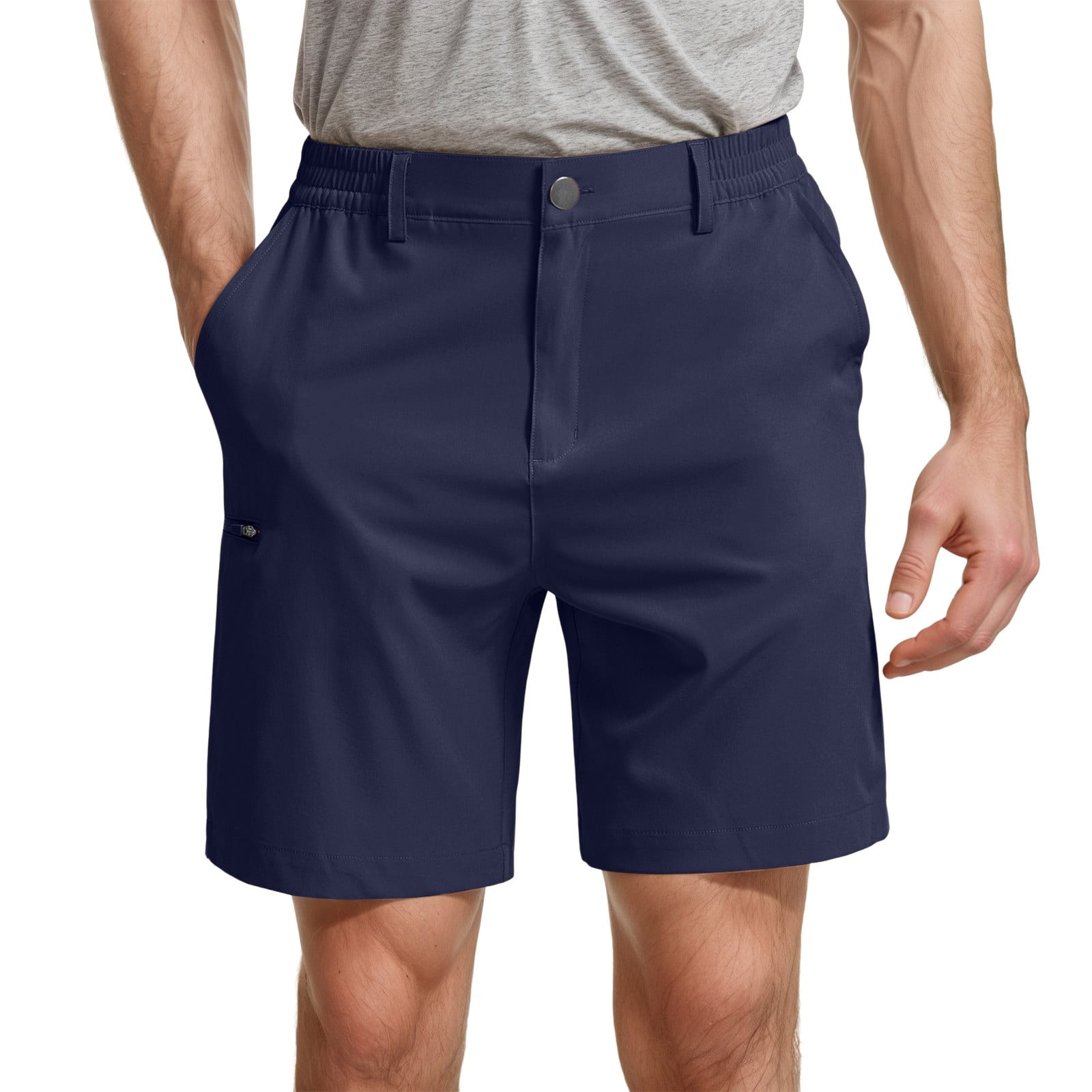 Men's Casual Stretch Shorts Lightweight Comfortable Elastic Waist Flat ...