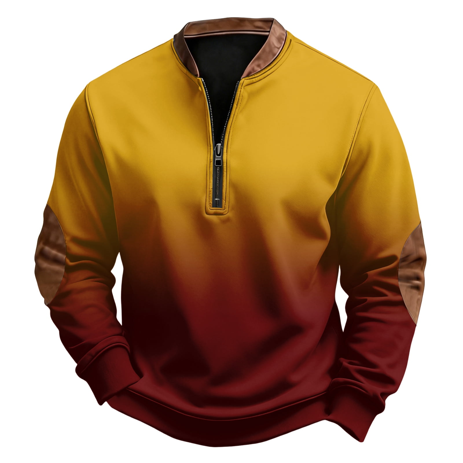 Men's Casual, Trendy, Retro American Gradient Printed Round-Neck Long ...