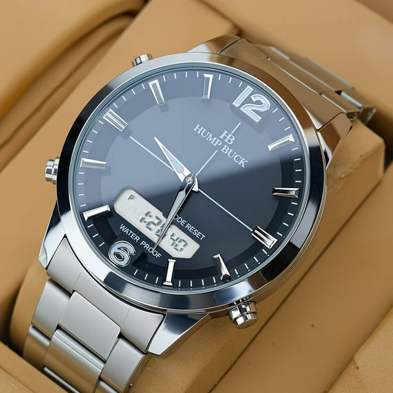 Men's Casual Watch with Dual Display Waterproof Design and 1/100s Time ...