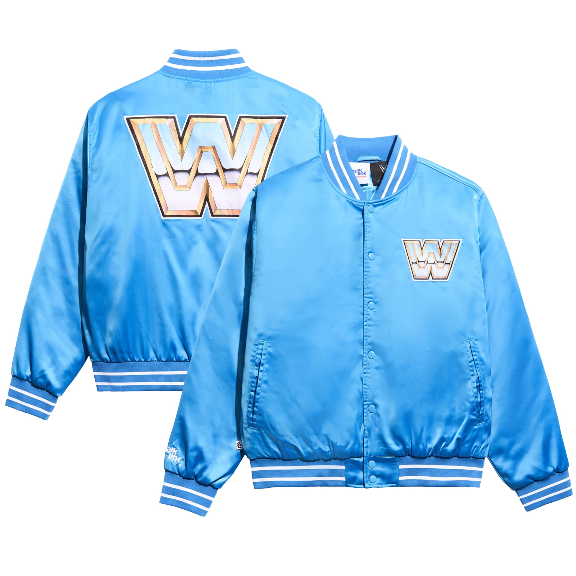 Men's Chalk Line Blue WWE OG Legends Quilted Satin Full-Snap Jacket ...