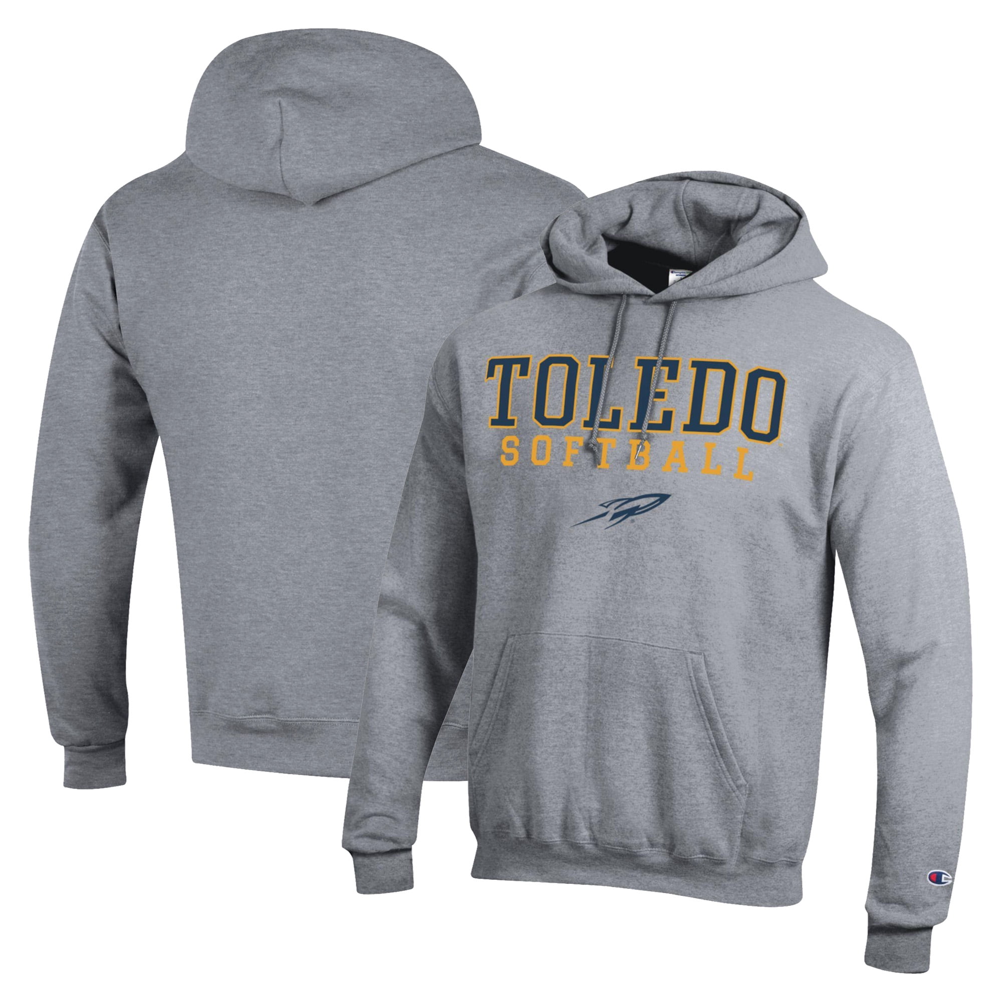 Men's Champion Gray Toledo Rockets Stack Logo Softball Powerblend ...