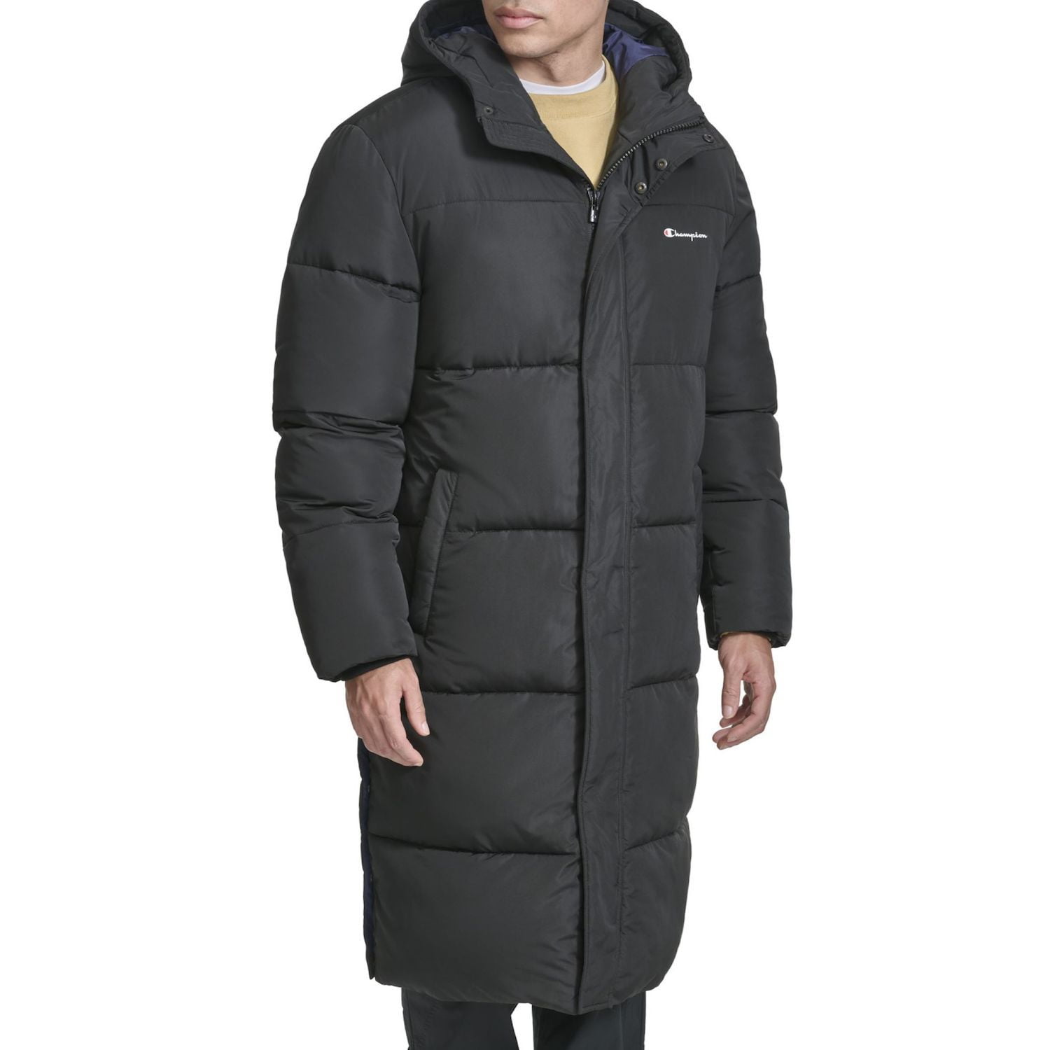 Men's Champion® Long Puffer With Hood Color: Black Size: L - Walmart.com
