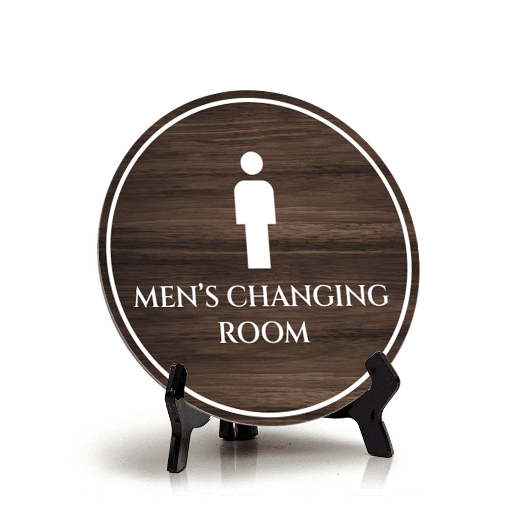 Men's Changing Room Circle Table Sign with Acrylic Stand (5x5") | Spa ...