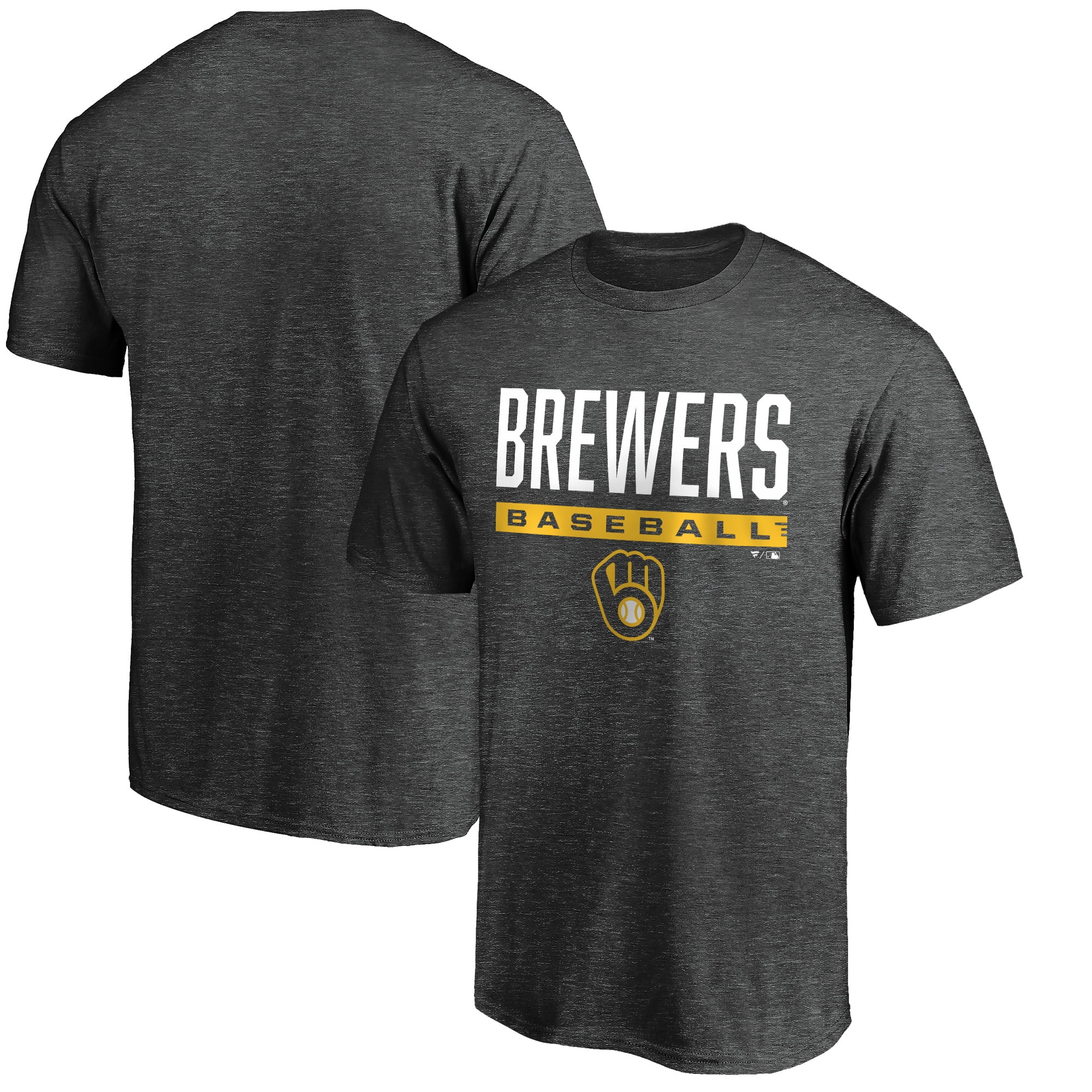 Men's Charcoal Milwaukee Brewers Win Stripe Logo T-Shirt - Walmart.com