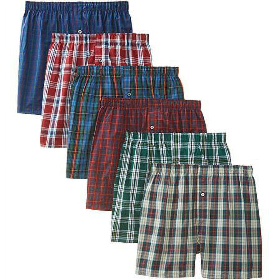 Men's Assorted Checkered Plaid Cotton Blend Boxer Trunks Underwear, 5XL ...