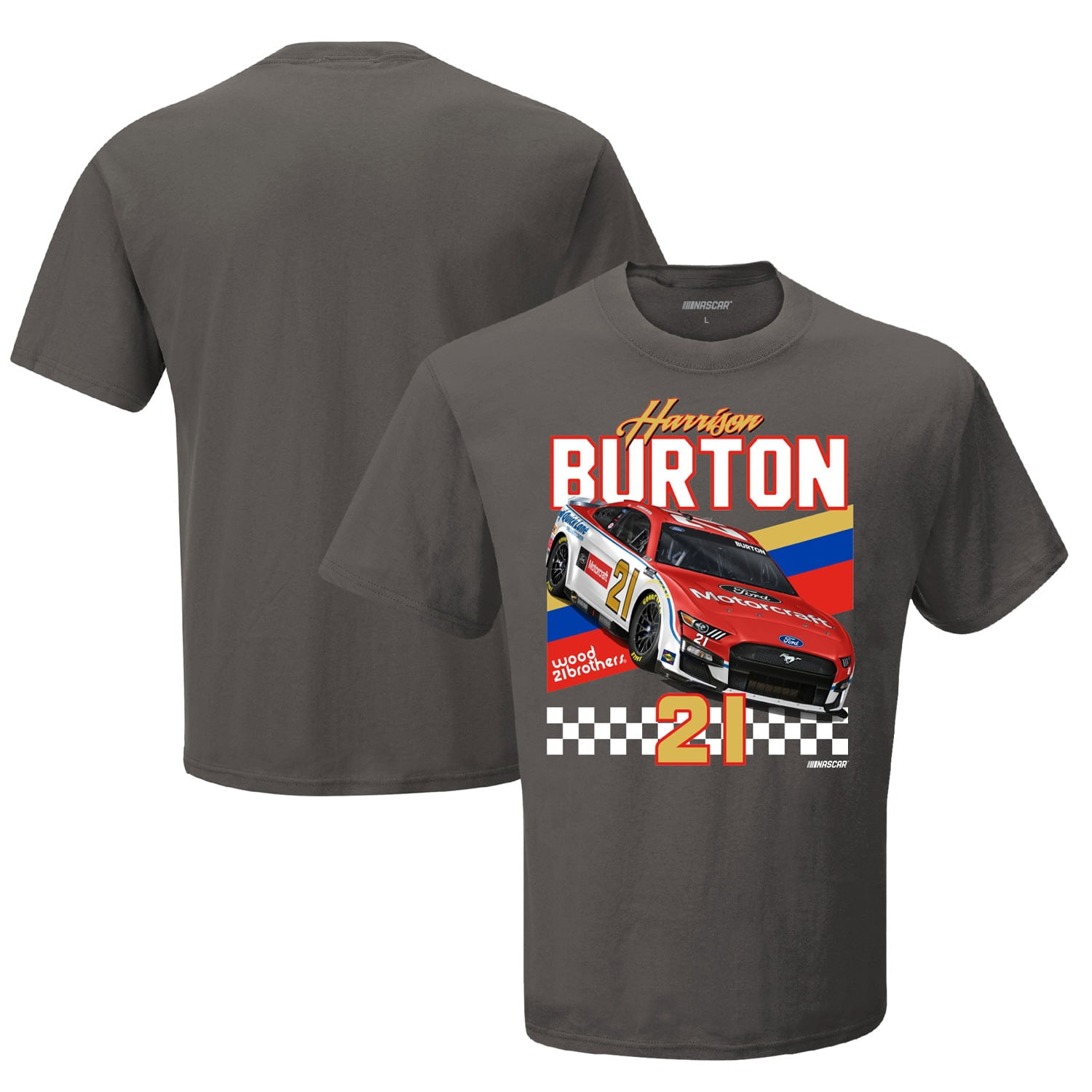 Men's Checkered Flag Charcoal Harrison Burton Motorcraft Front Runner T ...
