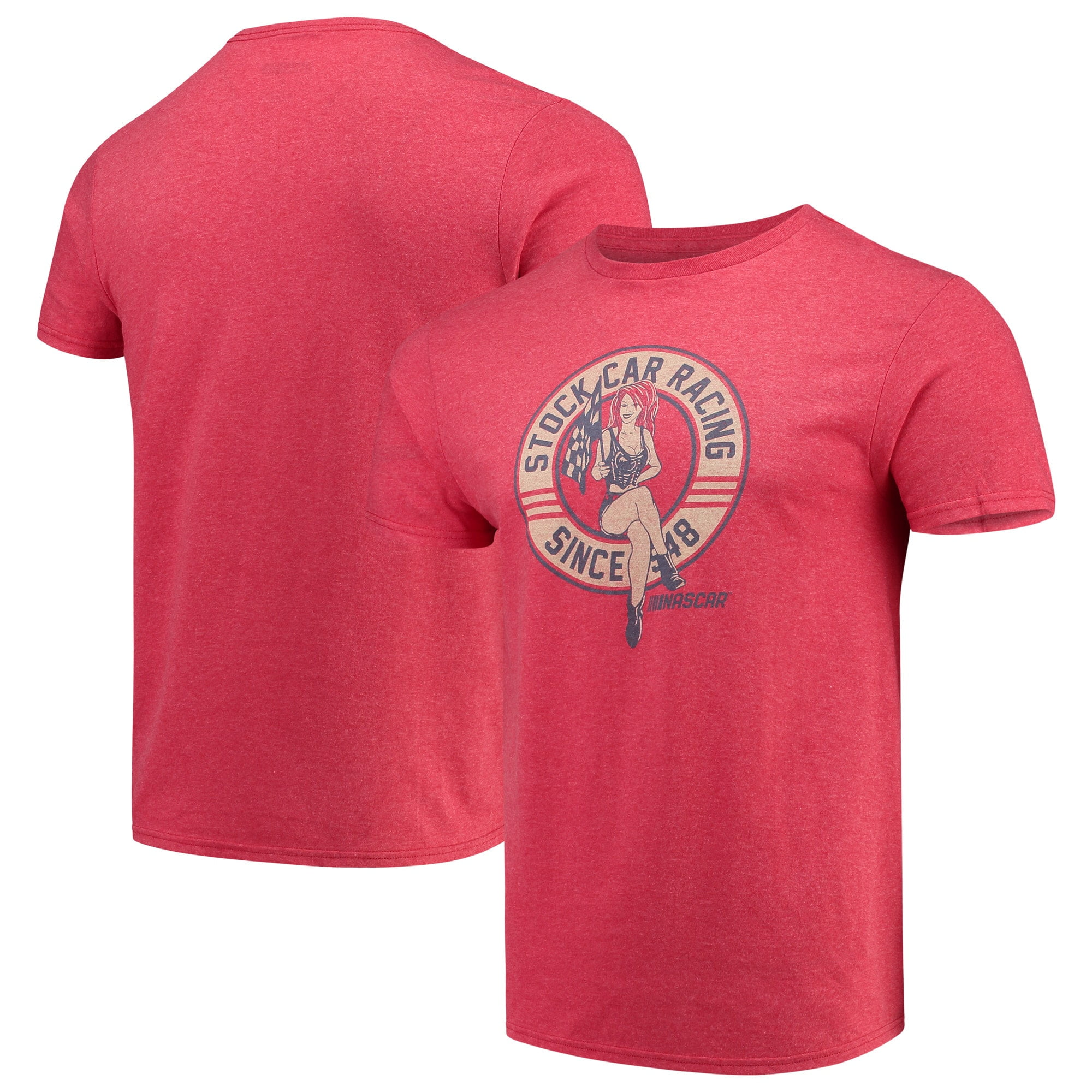 Men's Checkered Flag Heathered Red NASCAR Stock Car T-Shirt - Walmart.com