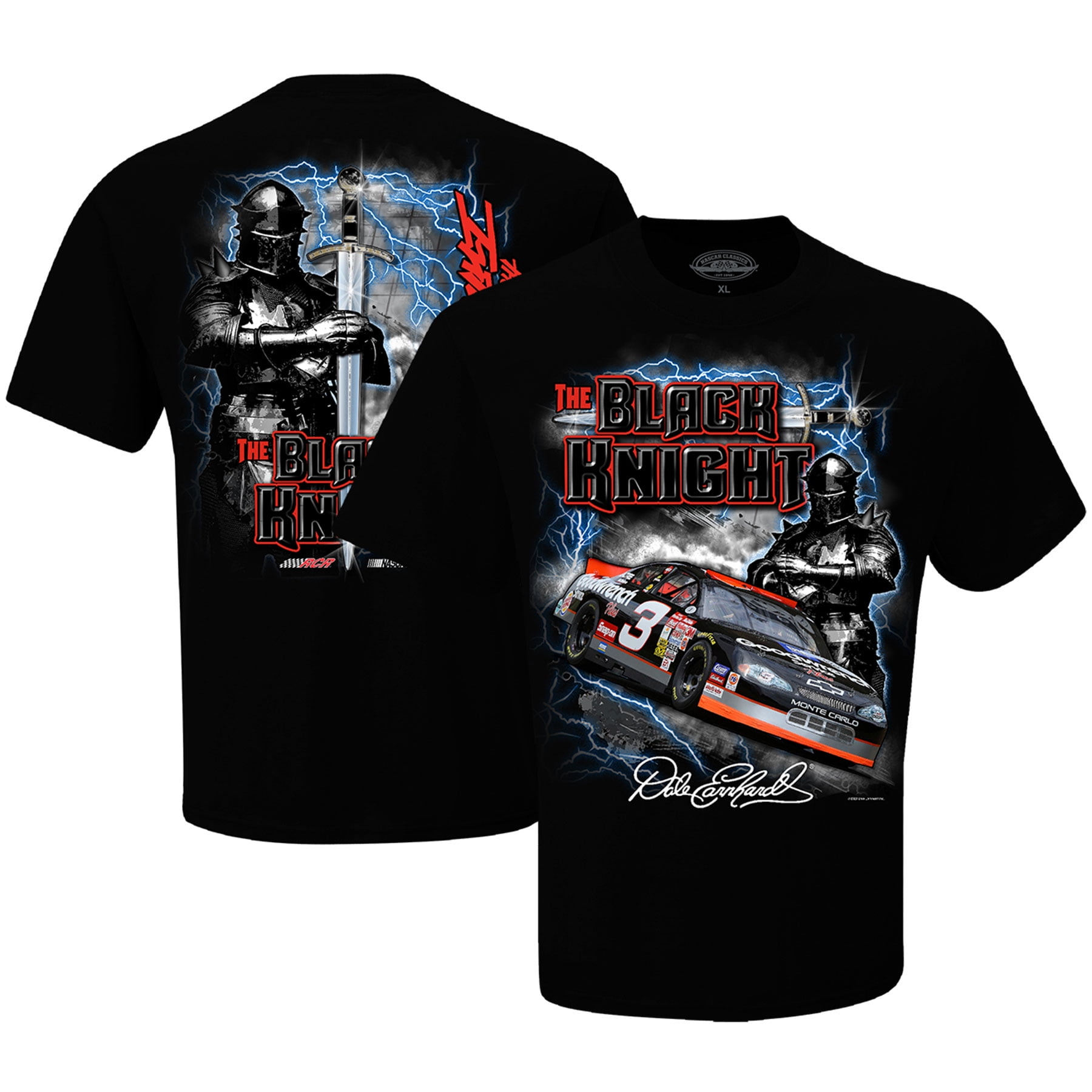 Men's Checkered Flag Sports Black Dale Earnhardt Black Knight T-Shirt ...