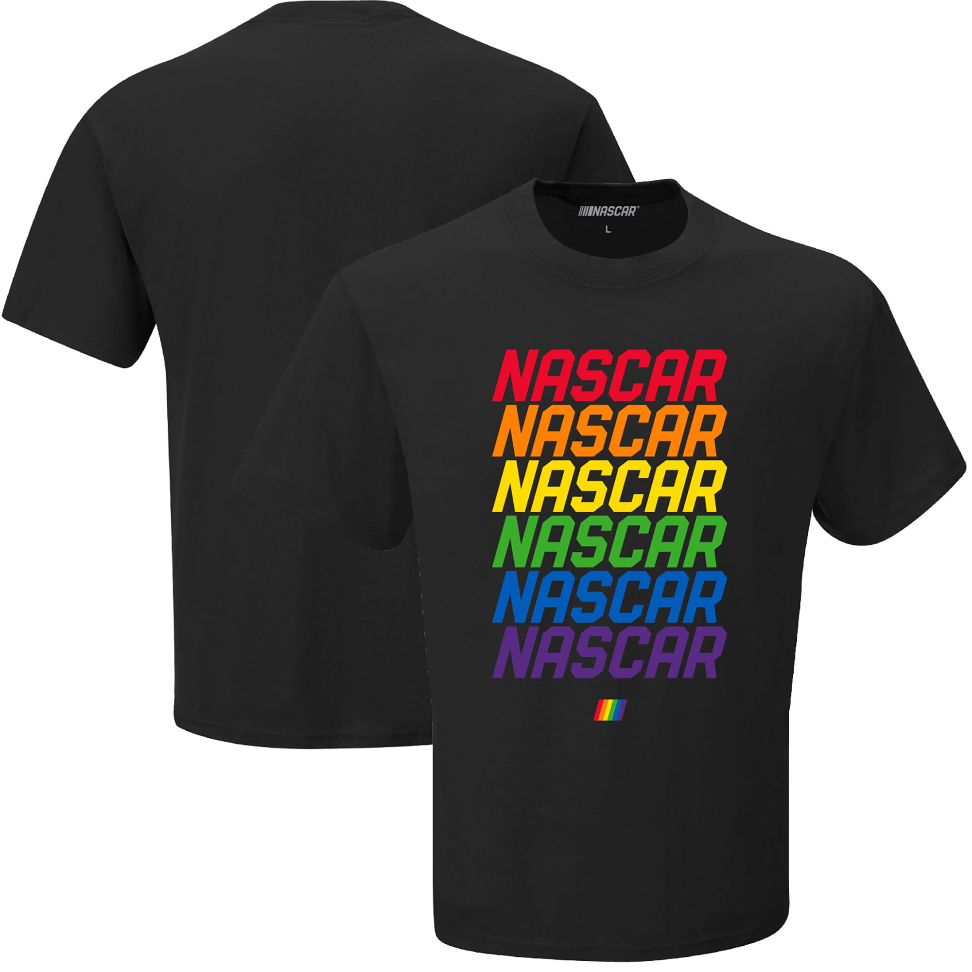 Men's Checkered Flag Sports Black NASCAR Logo Pride T-Shirt - Walmart.com