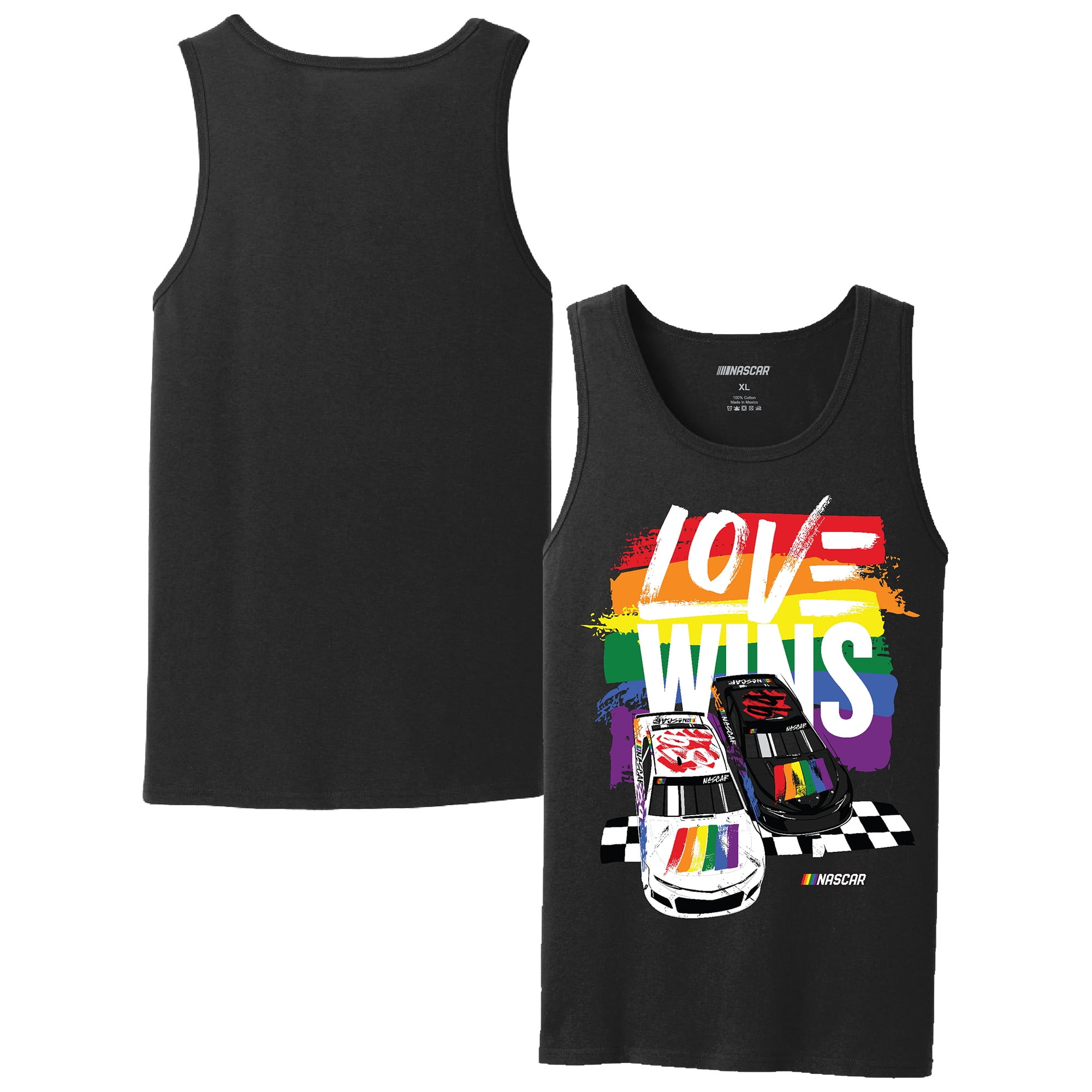 Men's Checkered Flag Sports Black NASCAR Love Wins Pride Tank Top ...