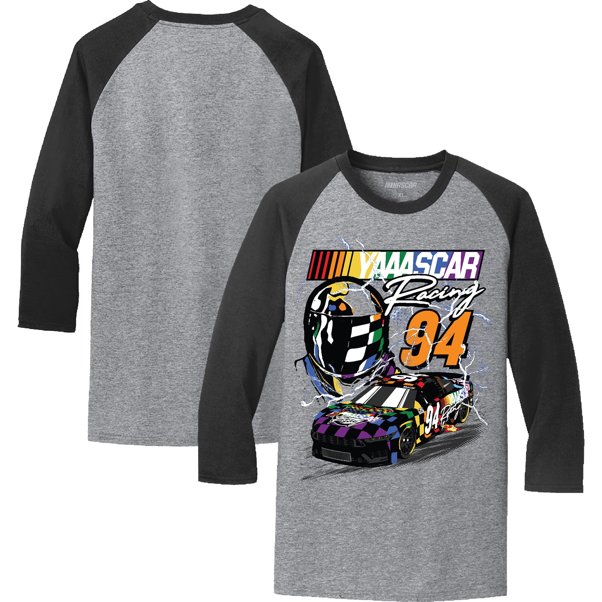 Men's Checkered Flag Sports Gray NASCAR YAAASCAR Pride Ringer T-Shirt ...