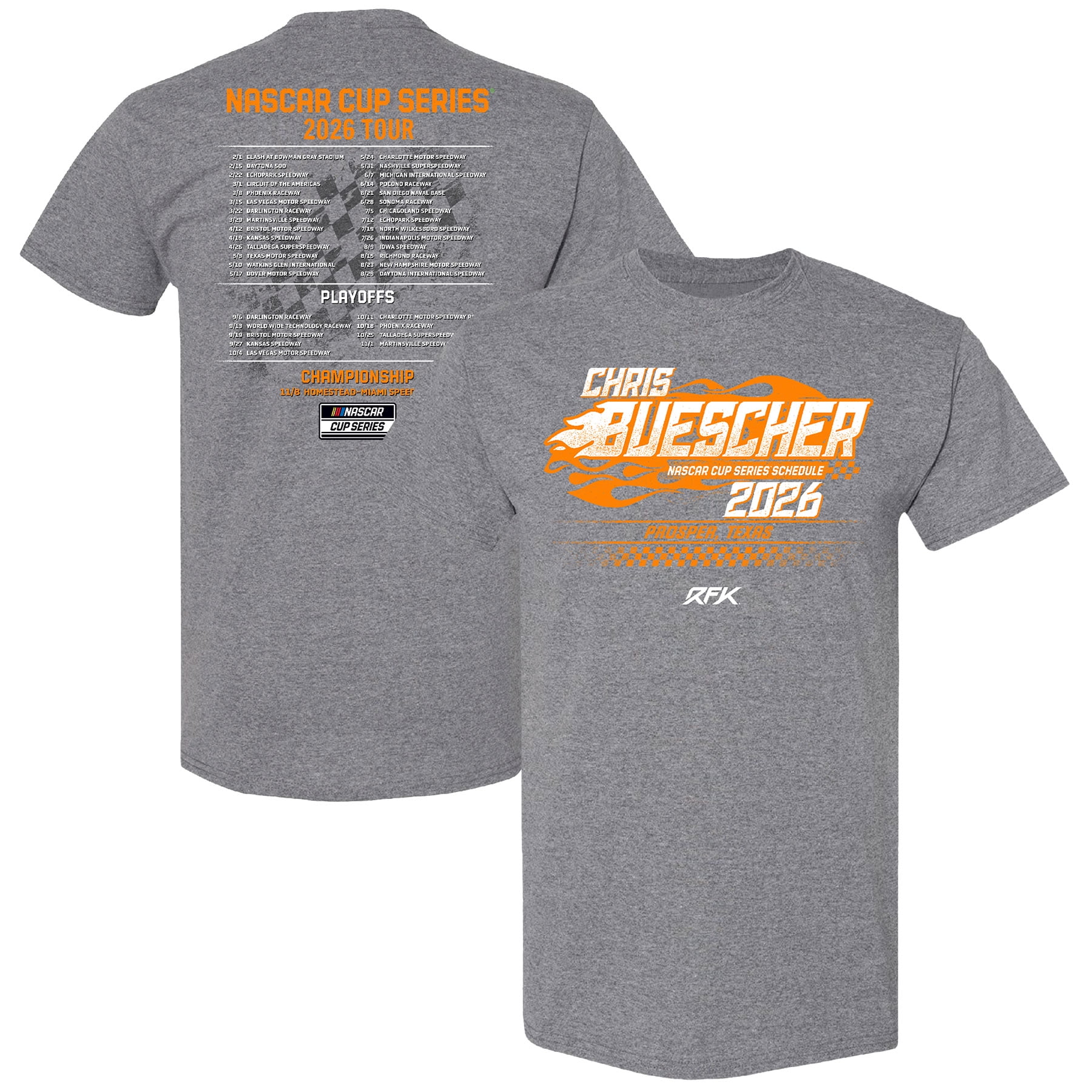 Men's Checkered Flag Sports Heather Charcoal Chris Buescher 2026 NASCAR ...