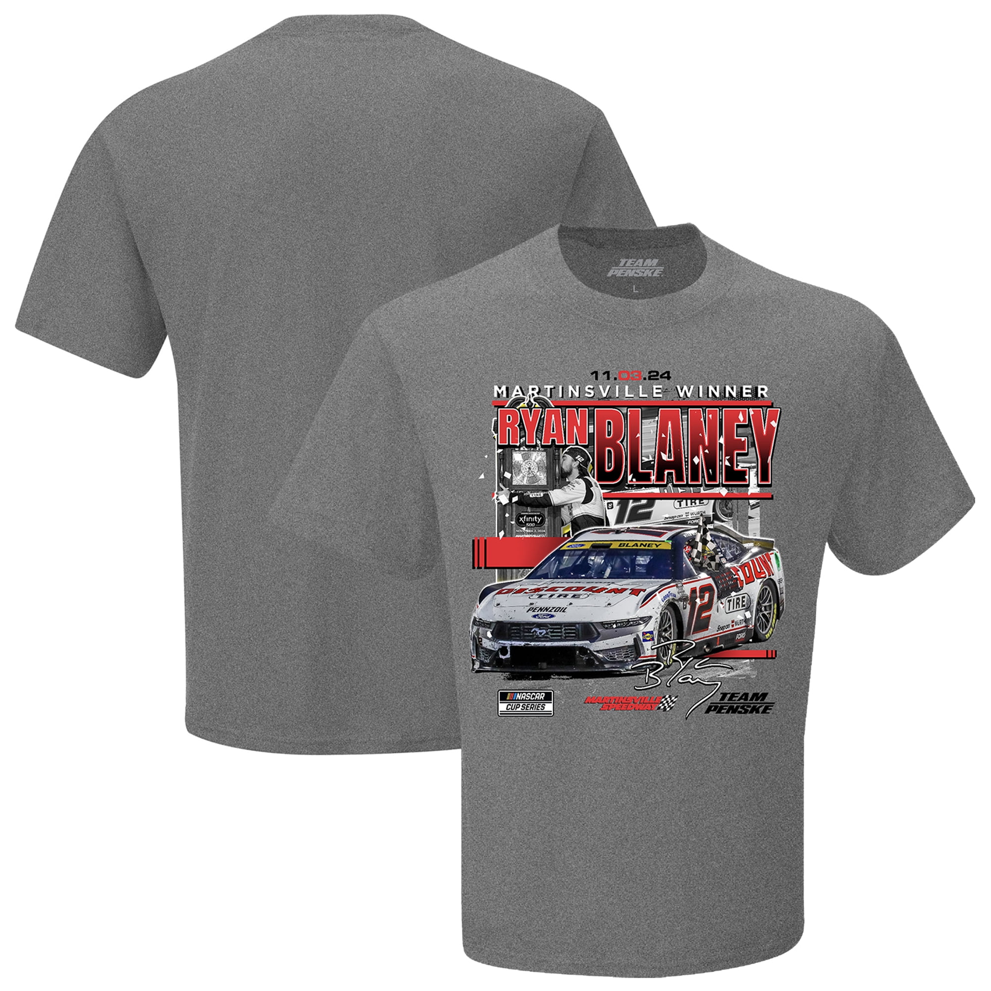 Men's Checkered Flag Sports Heather Charcoal Ryan Blaney 2024 Xfinity ...