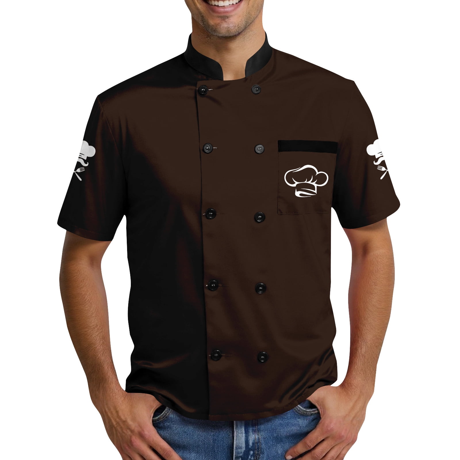 Men's Chef Uniform Short Sleeve Chef Jacket Restaurant Kitchen Workwear ...