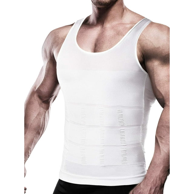 Men’s Chest Compression Shirt Slimming Abs Abdomen Body Shaper ...
