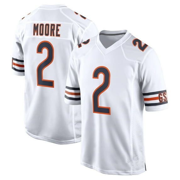 Men's Chicago Moore 2 White Stitched Player Game T-Shirts, Sports Top ...