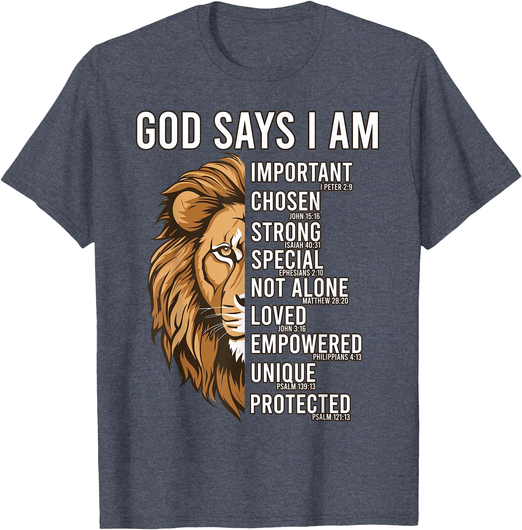 Men's Christian Lion of Judah "God Says I Am" Jesus Bible Verse T-Shirt ...