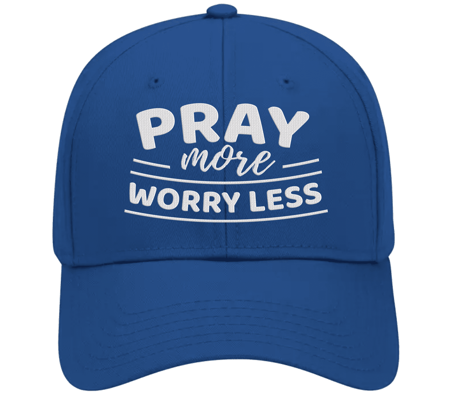 Men's Christian Pray More Worry Less Embroidered Performance Cap, Royal ...