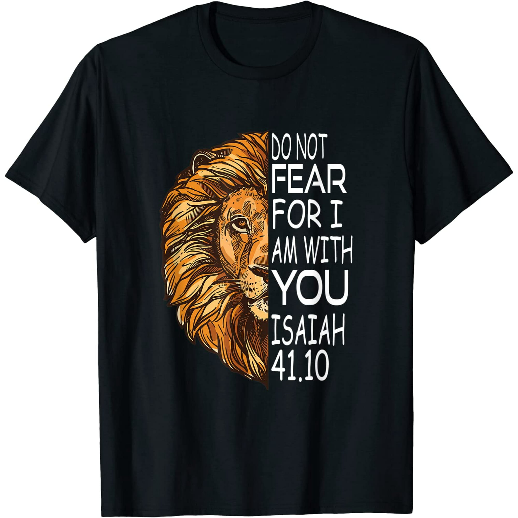 Men's Christian Religious T-Shirt Bible Verse Sayings Lion Fear ...